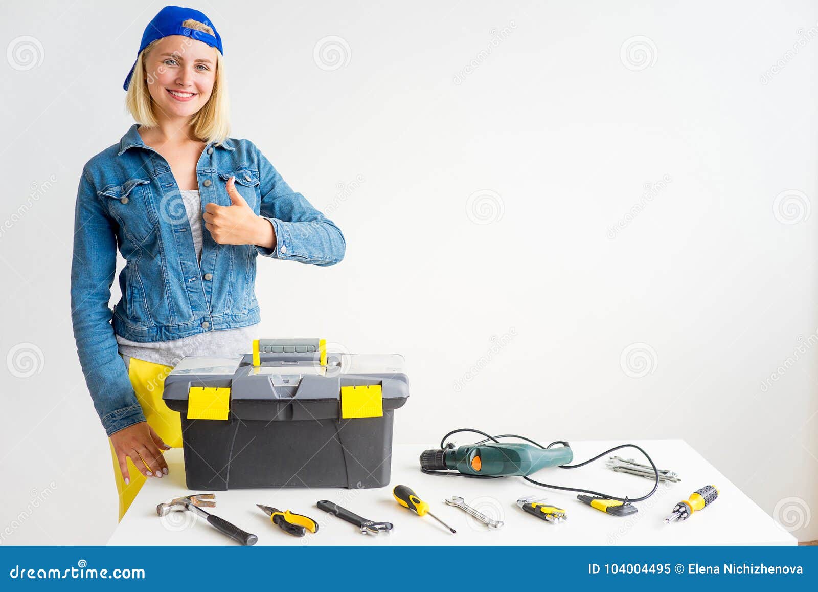 Girl with tools stock image. Image of house, cute, indoor - 104004495