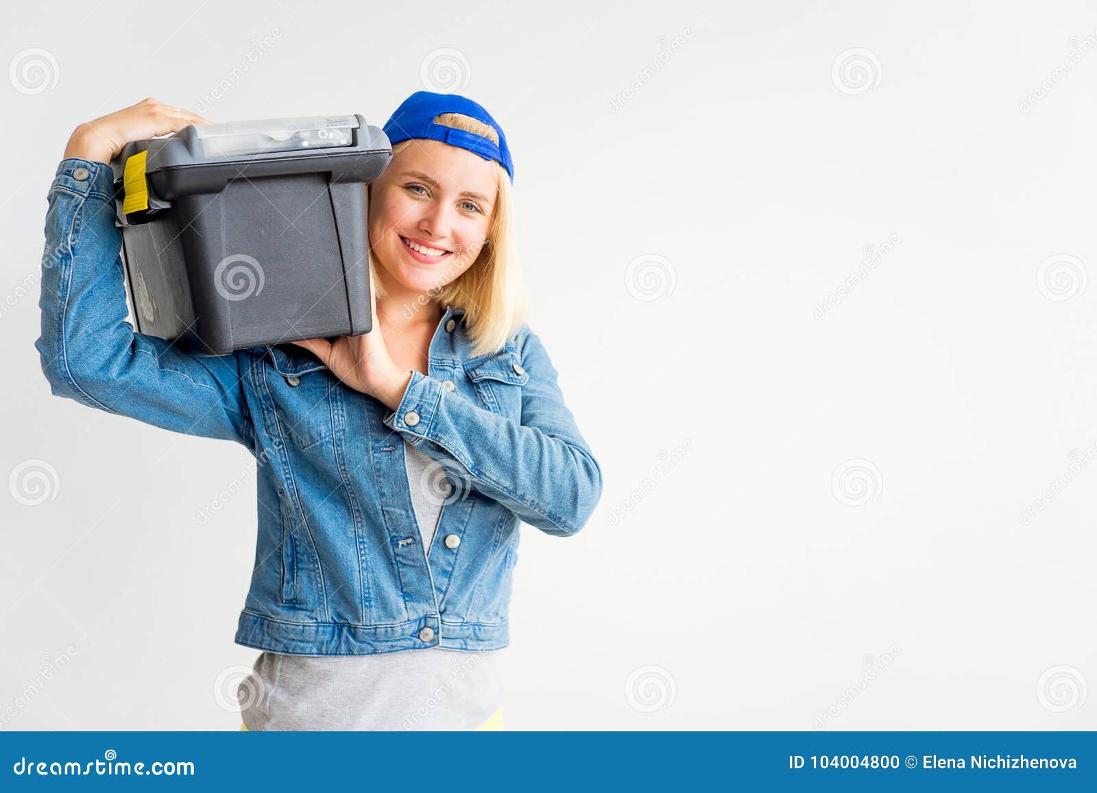 Girl with tools stock photo. Image of attractive, industry - 104004800
