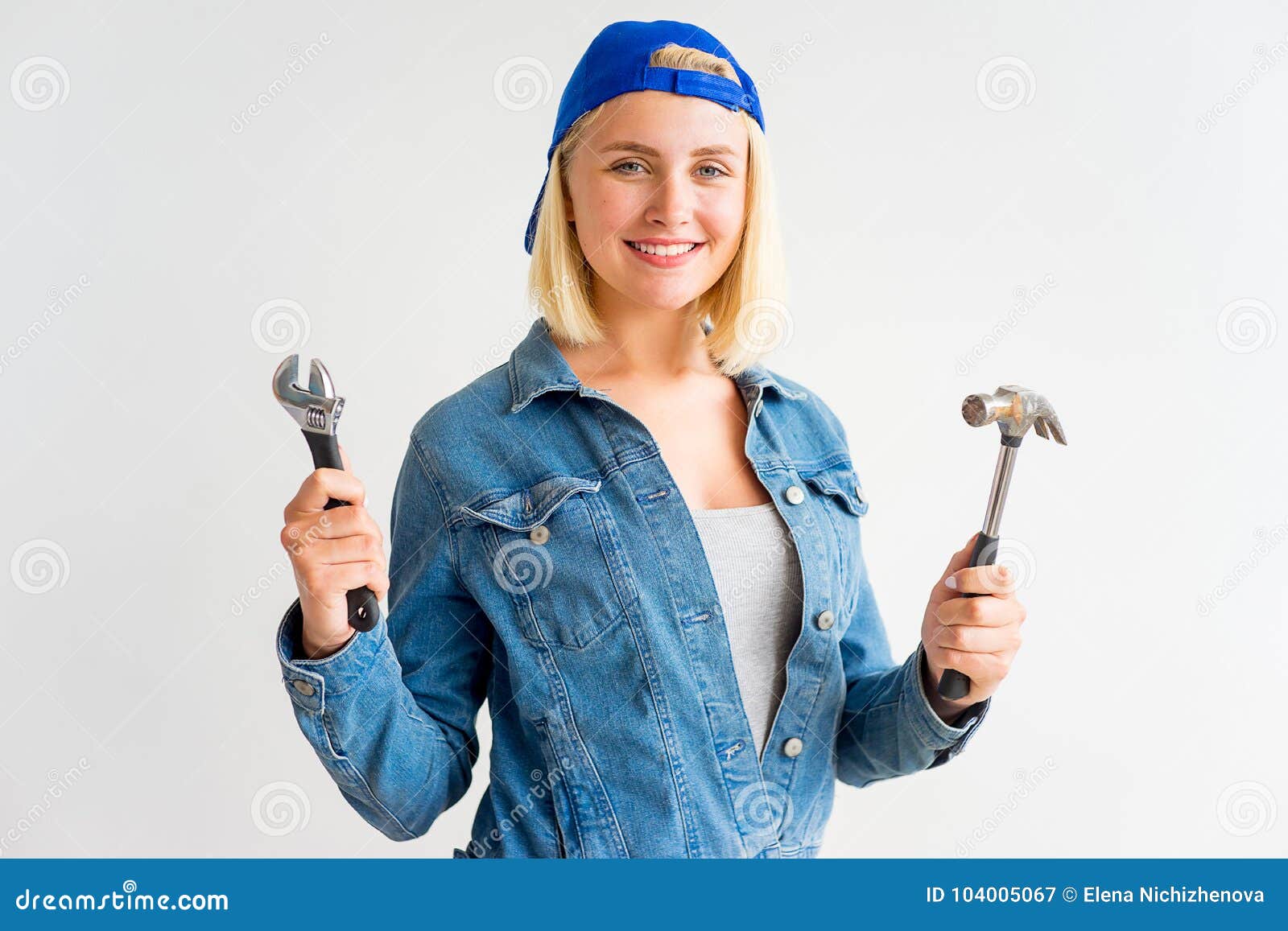 Girl with tools stock image. Image of indoor, nail, construction ...