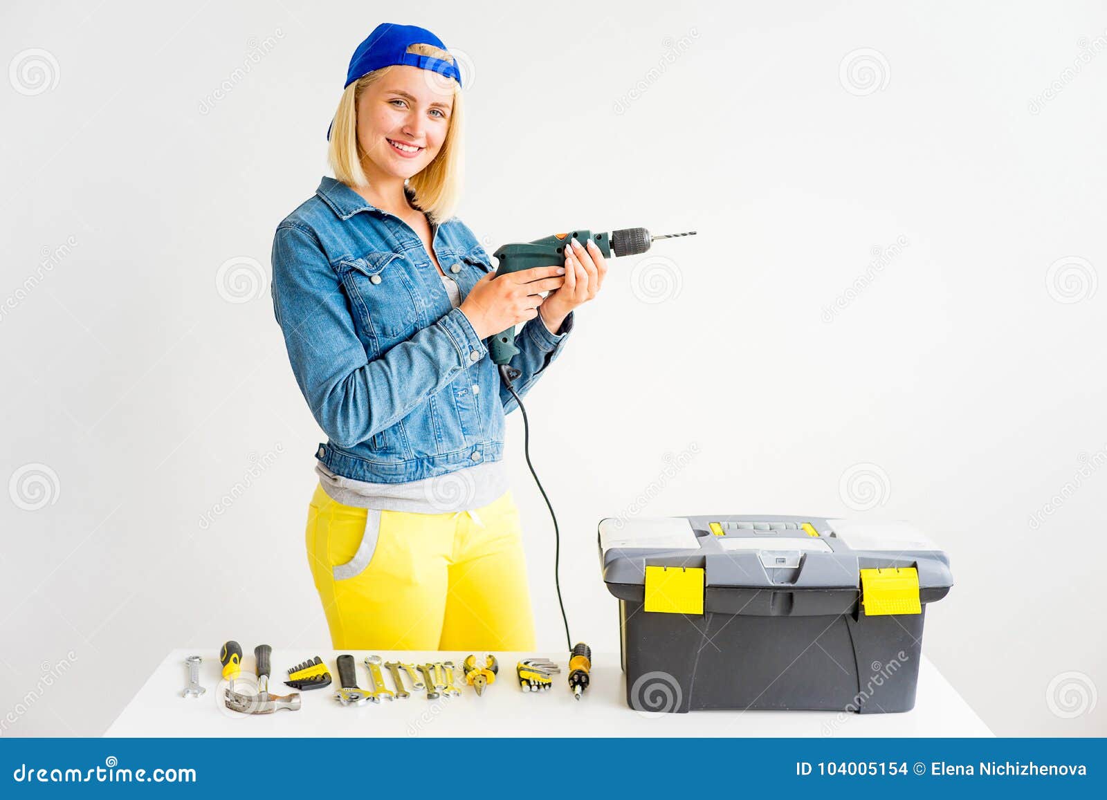 Girl with tools stock photo. Image of nail, carpenter - 104005154