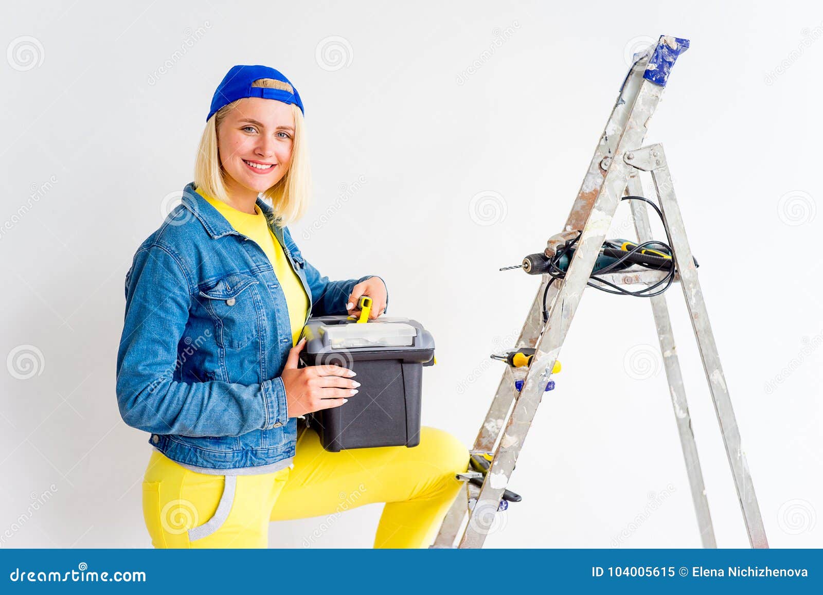 Girl with tools stock image. Image of caucasian, indoor - 104005615
