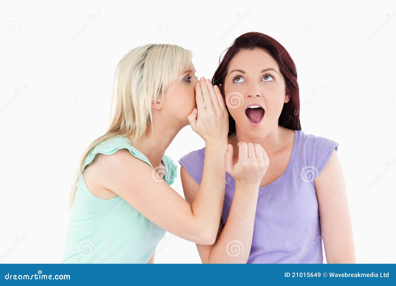 Portrait of a Blond Woman Telling a Secret Stock Image - Image of ...