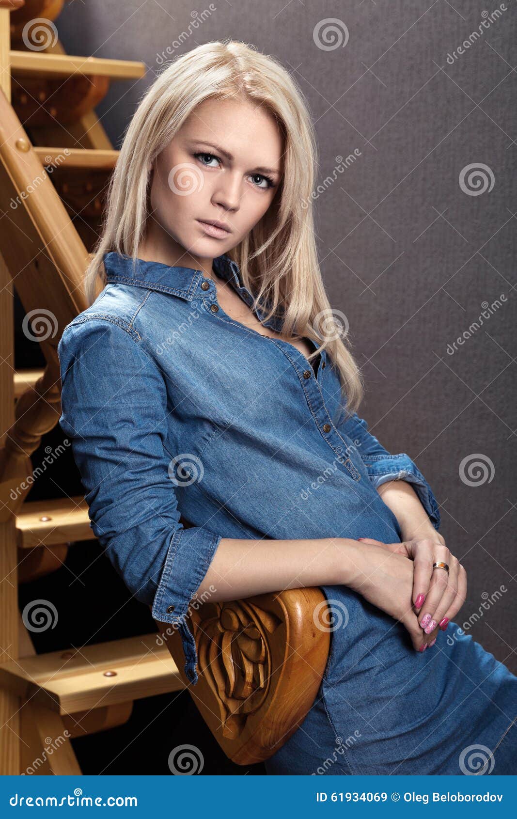 Portrait of a Blonde in the Studio Stock Image - Image of denim, model ...