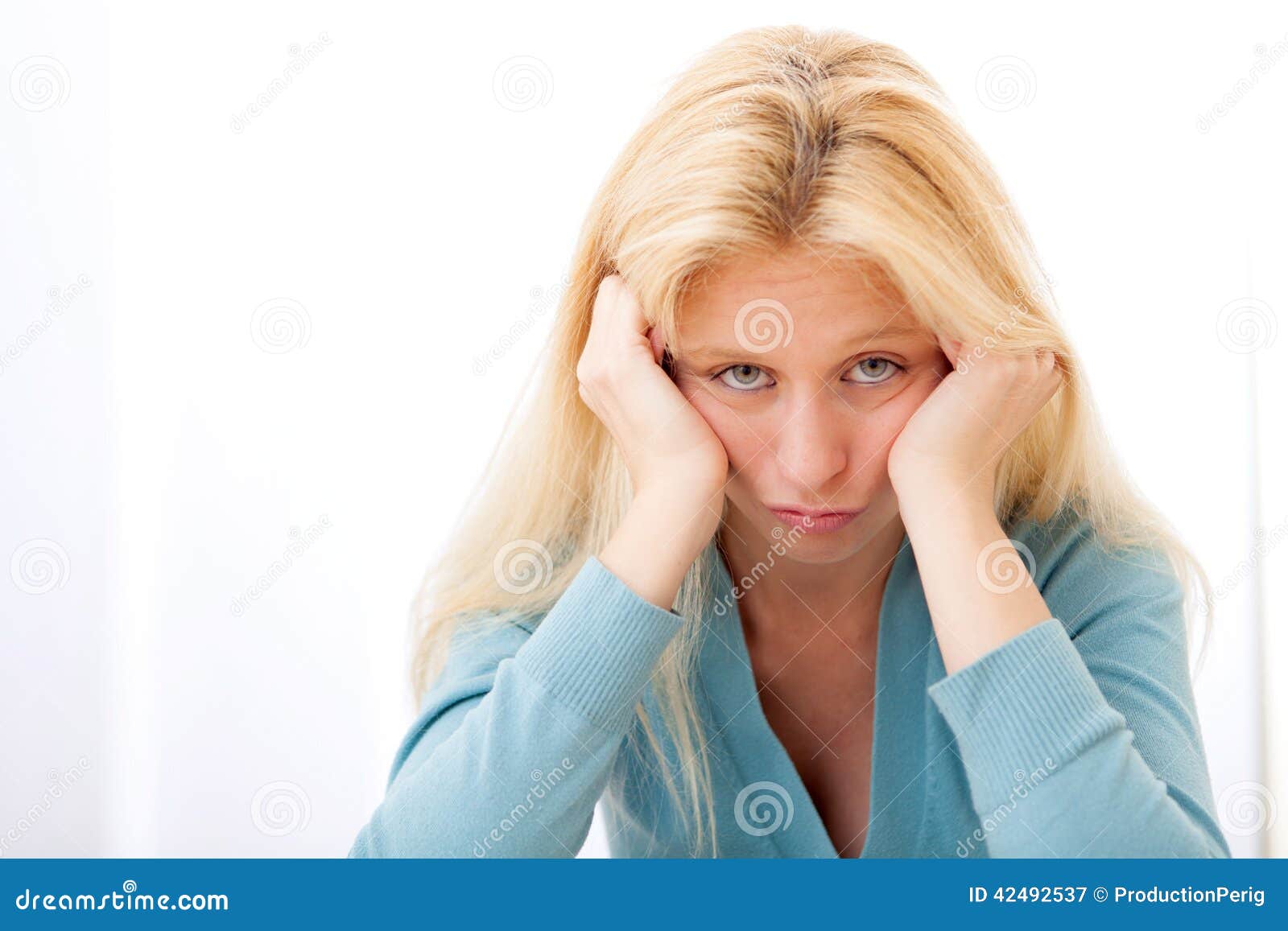 Portrait of a Blonde Woman Pulling a Face Stock Image - Image of sofa ...