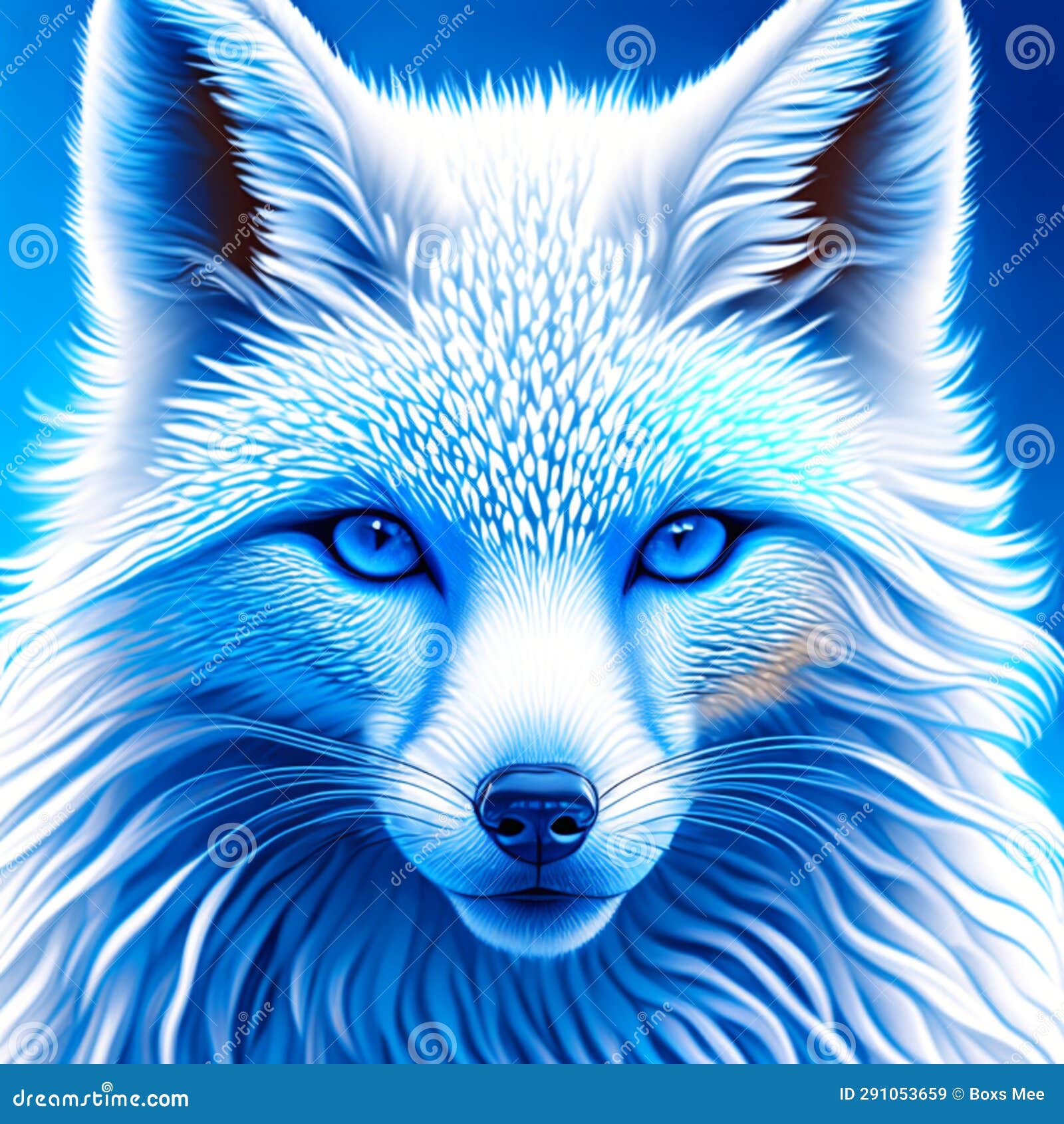 Portrait of a Blue Fox on a Blue Background. 3d Rendering Generative AI ...