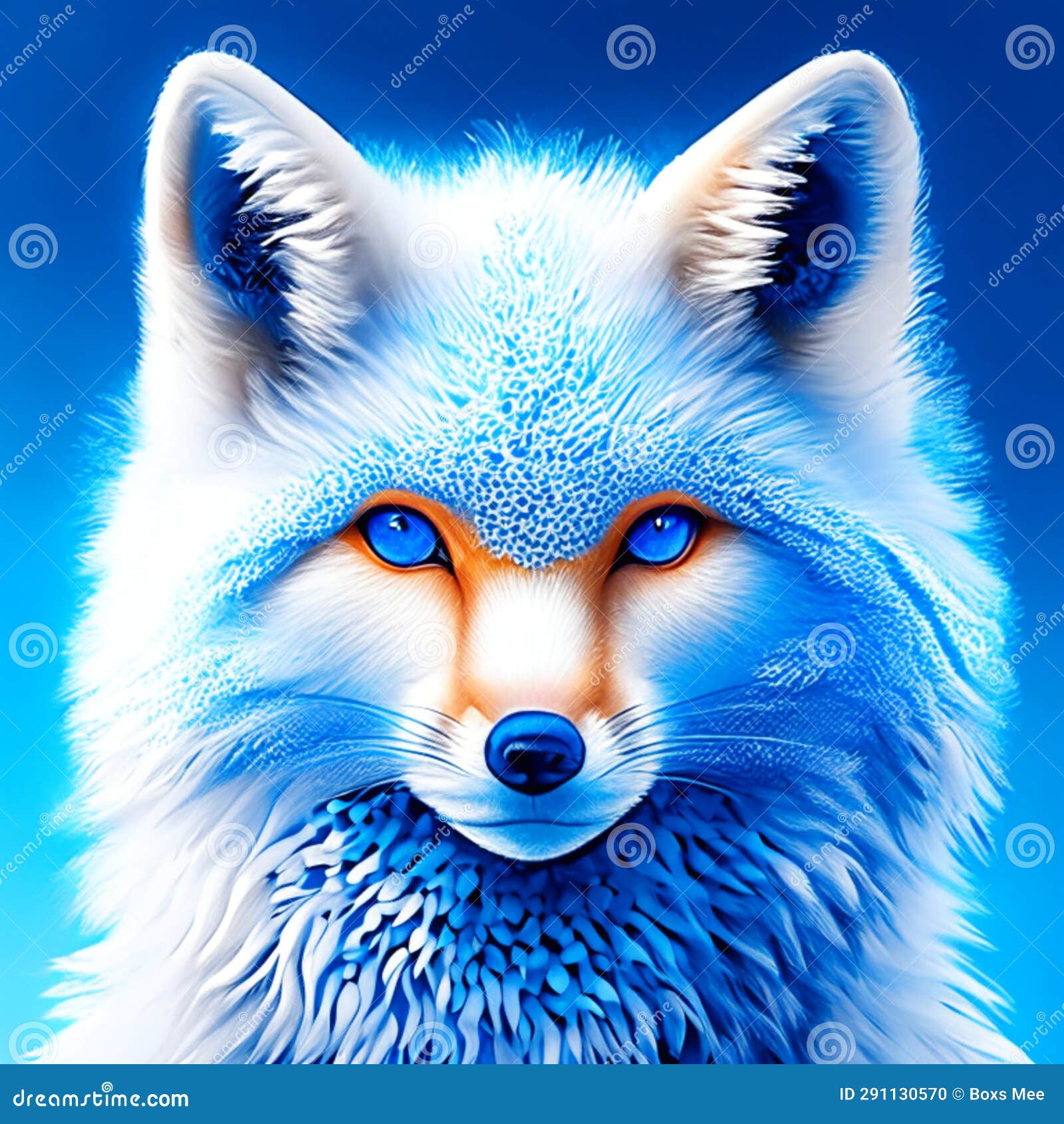 Portrait of a Blue Fox on a Blue Background. 3d Rendering Generative AI ...