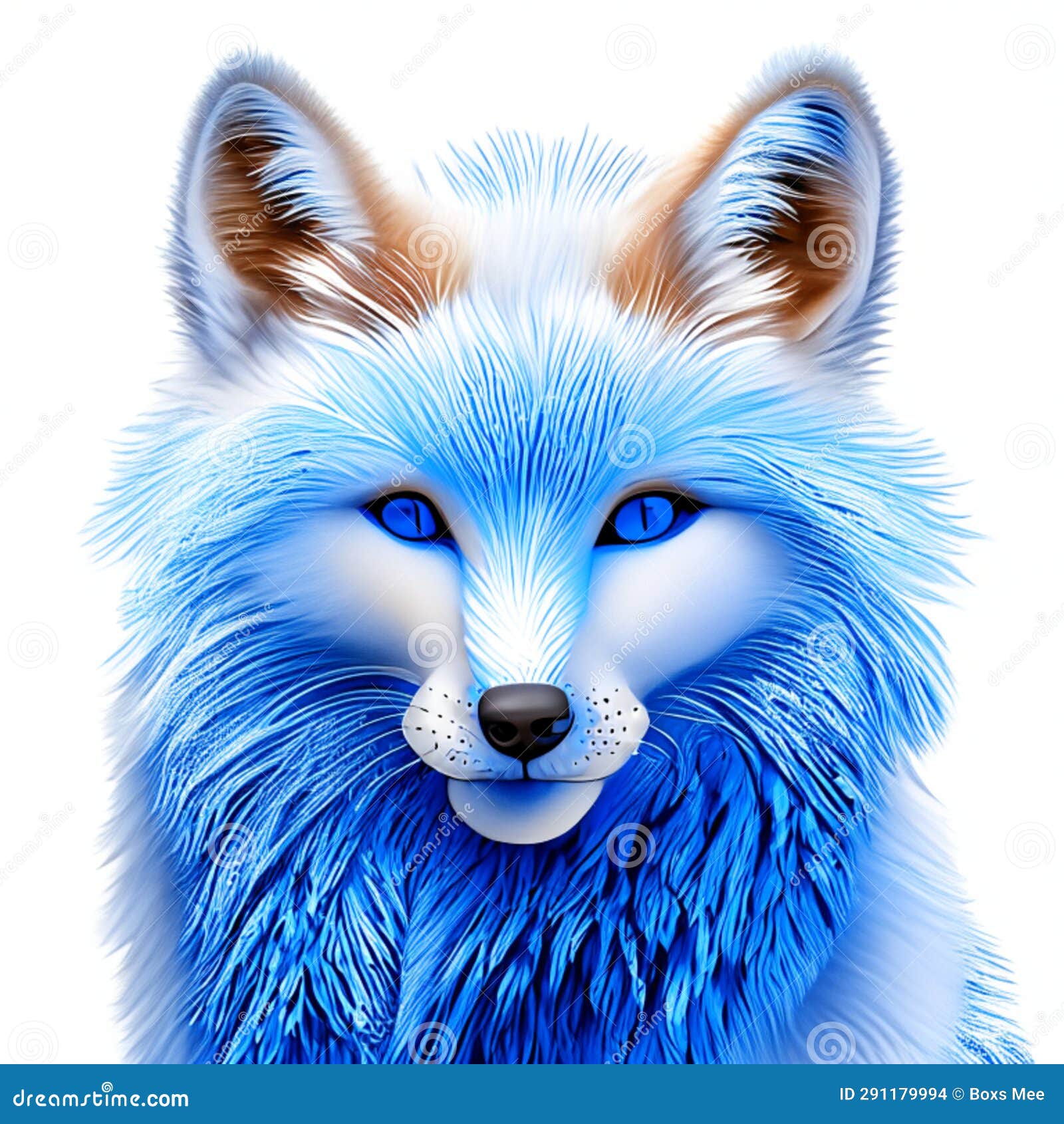 Portrait of a Blue Fox on a White Background. 3d Rendering Generative ...