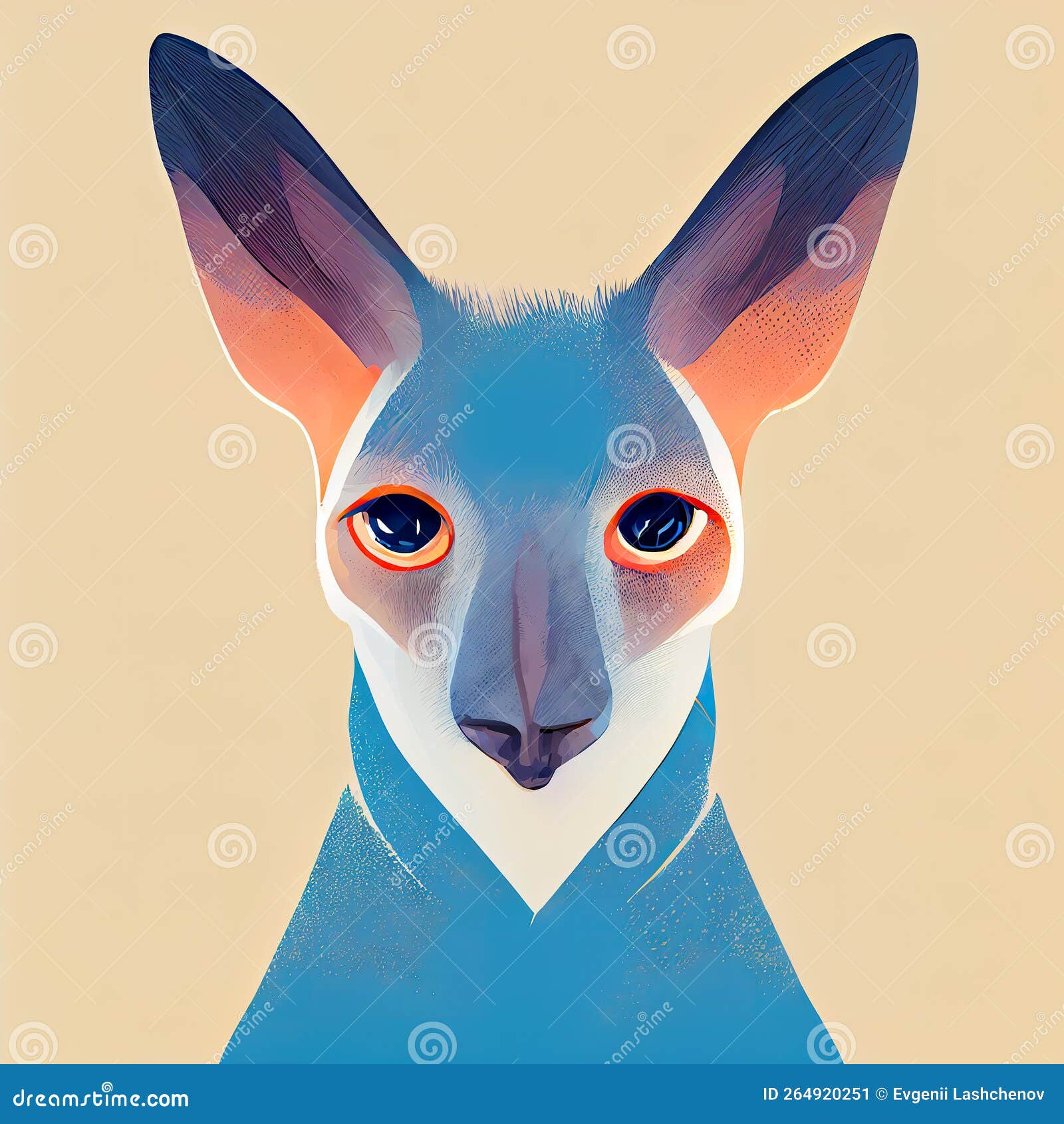 Portrait of a Blue Kangaroo. Muzzle of a Kangaroo Closeup. Digital ...