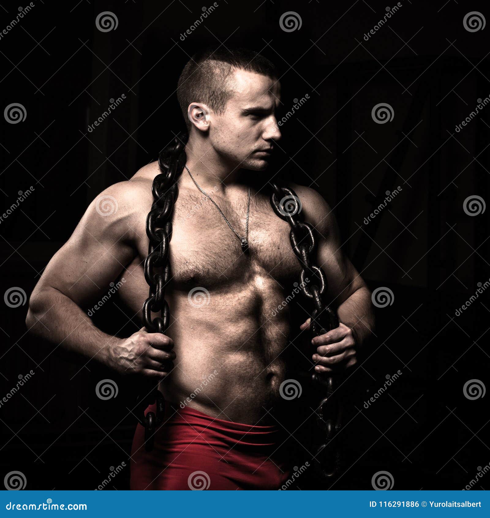 Portrait of a Bodybuilder with a Chain Around His Neck Stock Photo ...