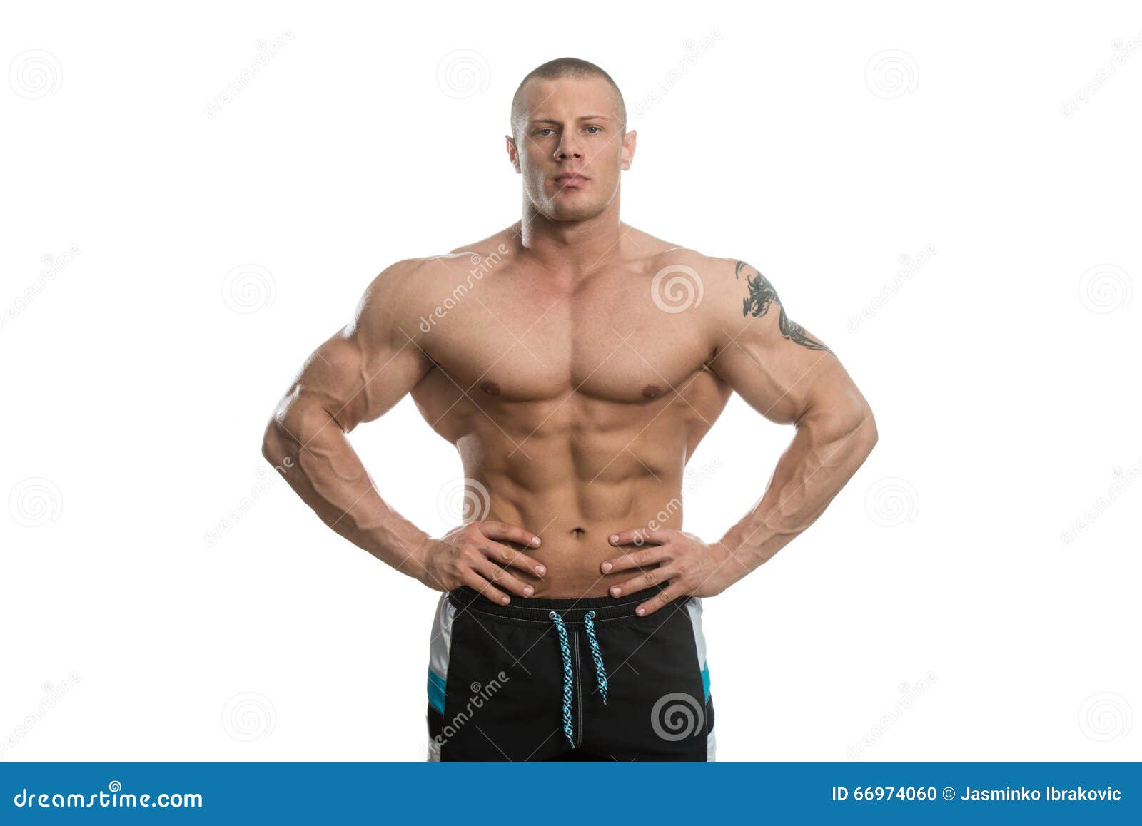 Portrait of a Bodybuilder Over White Background Stock Photo - Image of ...
