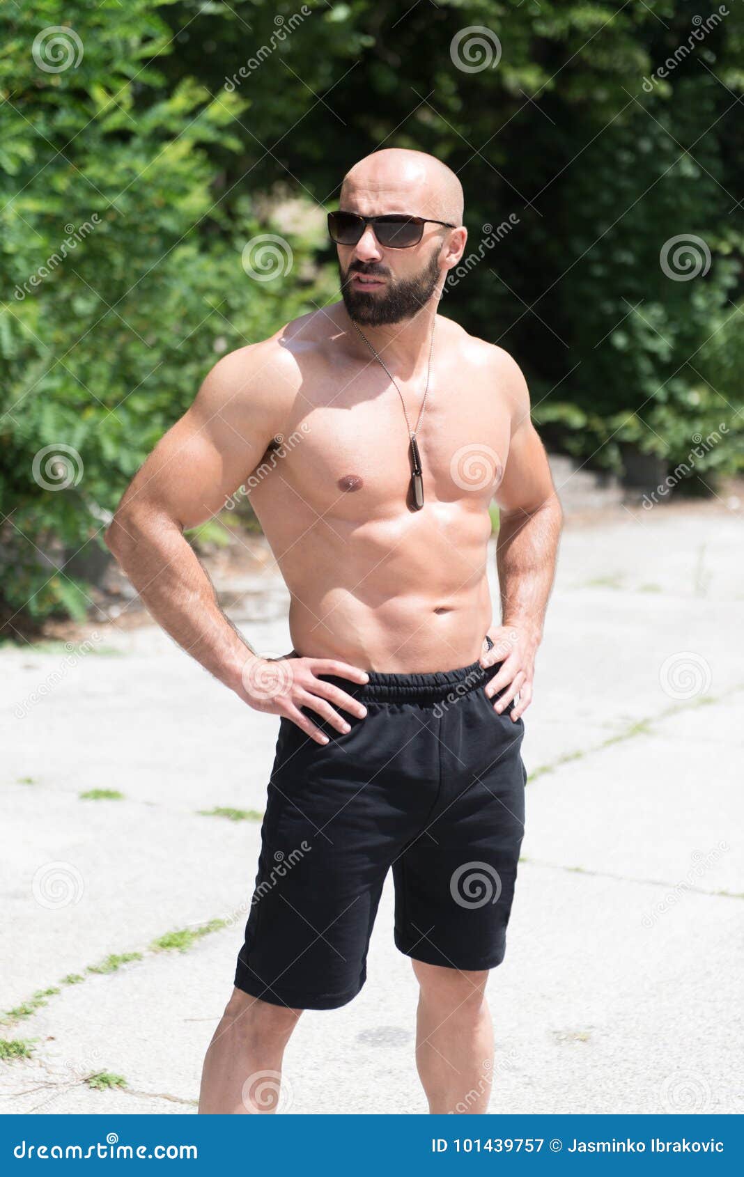 Portrait of a Bodybuilder Posing Outdoors Stock Image - Image of ...