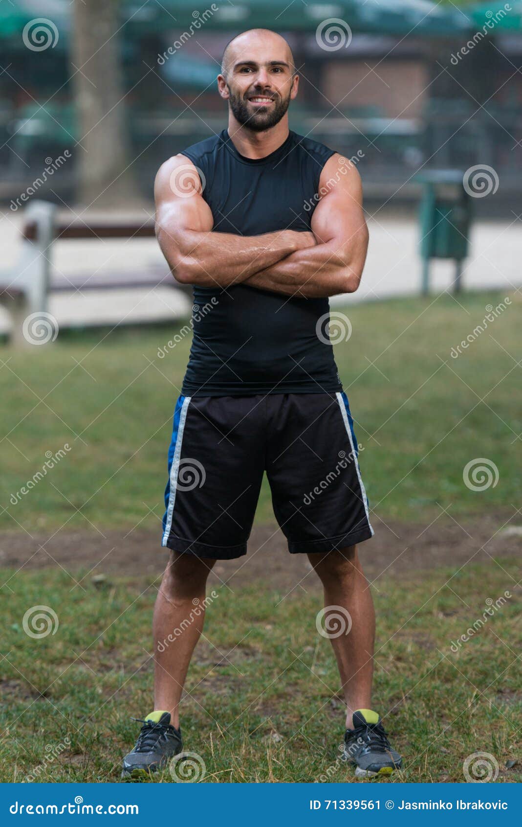 Portrait of a Bodybuilder Posing Outdoors Stock Image - Image of ...