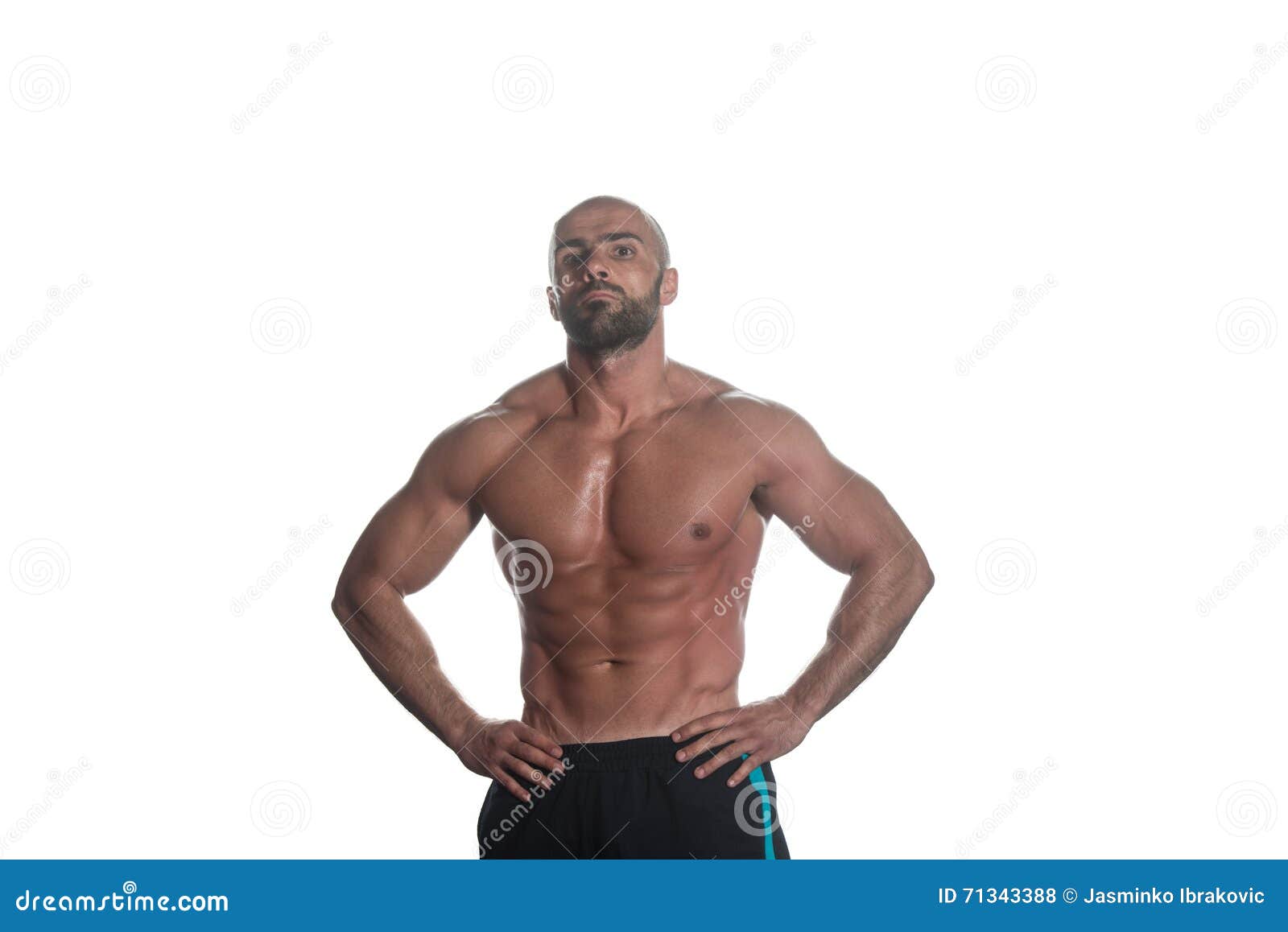 Portrait of a Bodybuilder Posing Over White Background Stock Photo ...