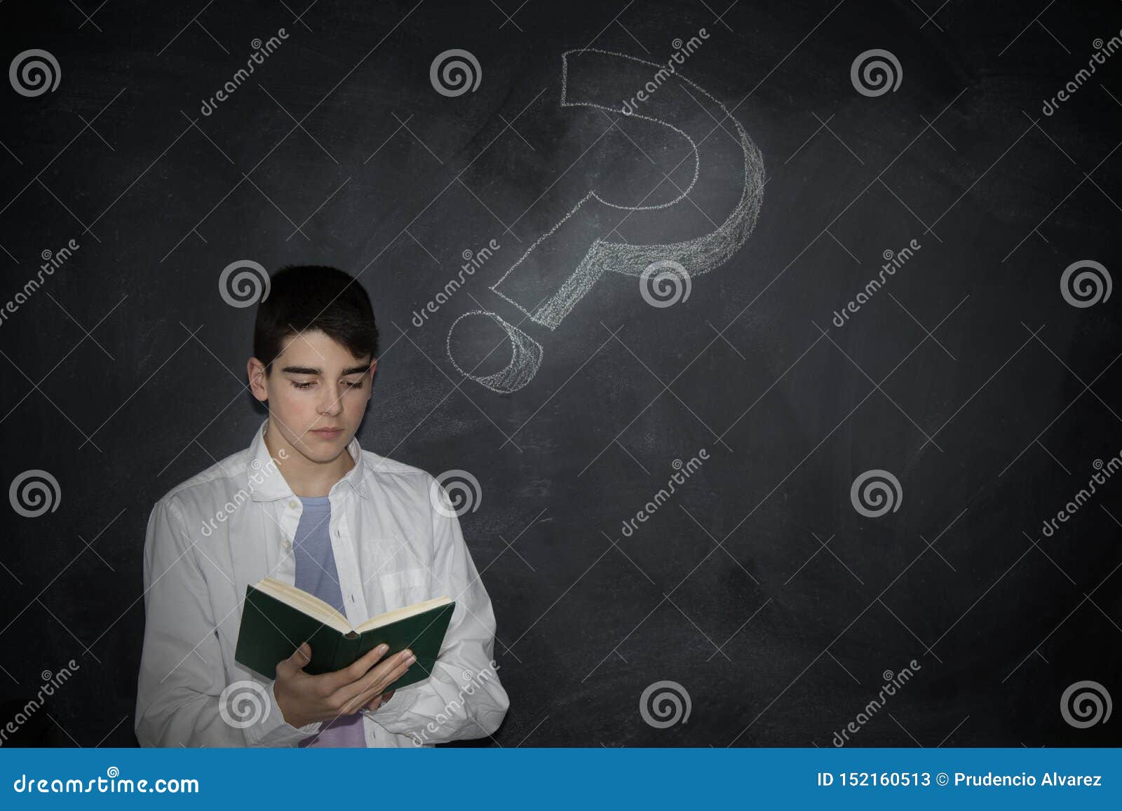Portrait with Book and Question Stock Image - Image of confusion ...