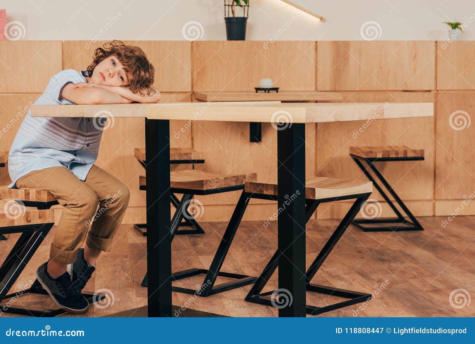 Portrait of Bored Little Boy Sitting Stock Image - Image of cheerful ...