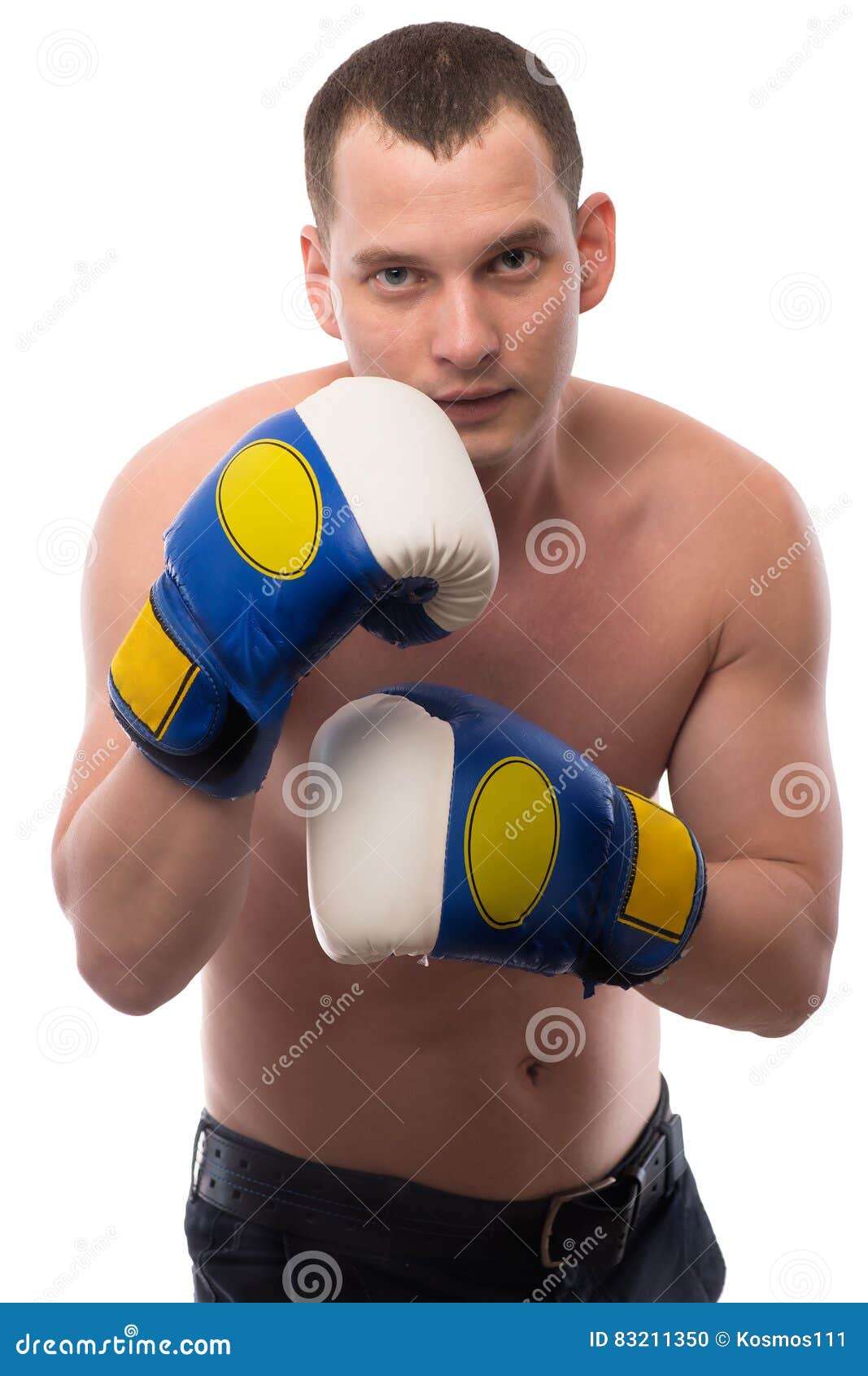 Portrait of a Boxer with Boxing Gloves Isolated Stock Photo - Image of ...
