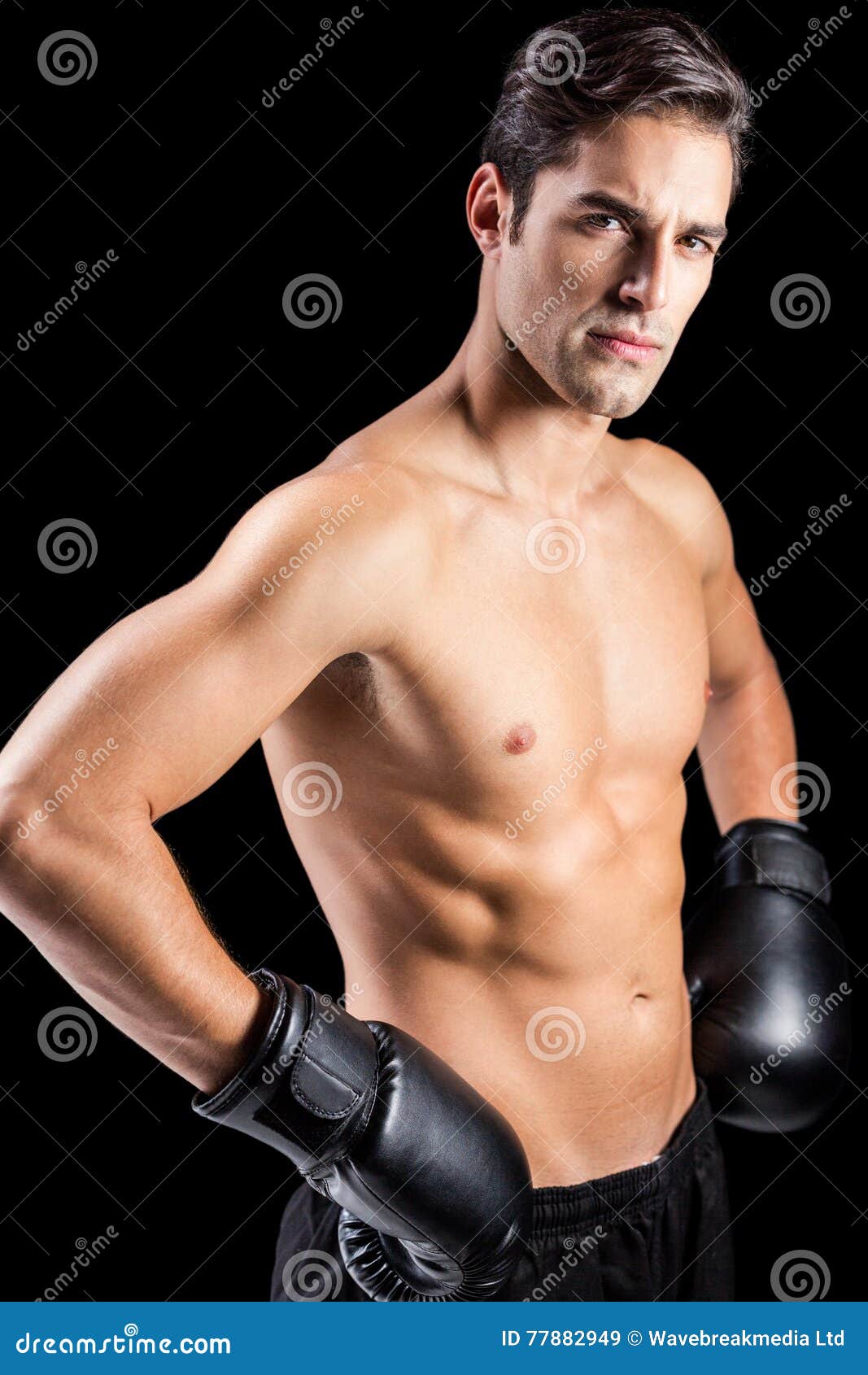 Portrait of Boxer Standing with Boxing Gloves Stock Image - Image of ...