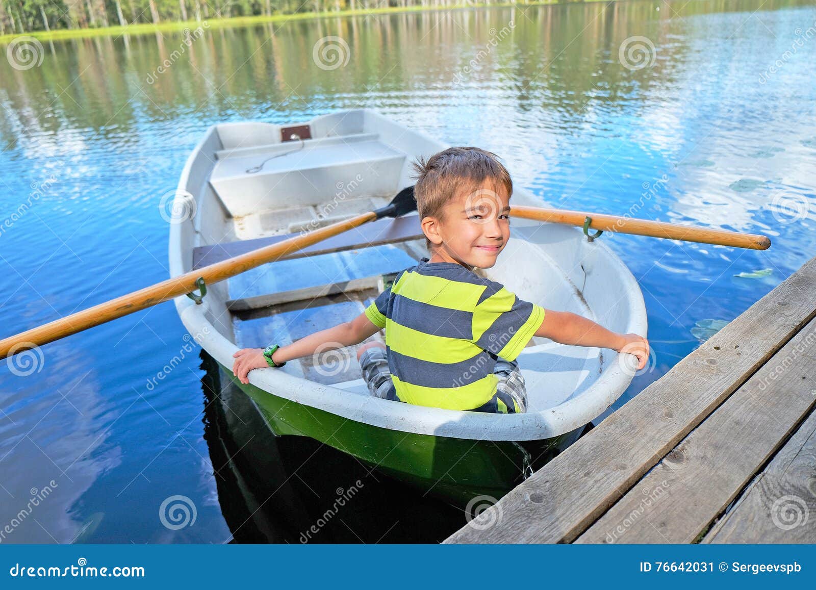 Portrait of a Boy in a Boat Stock Image - Image of recreation ...