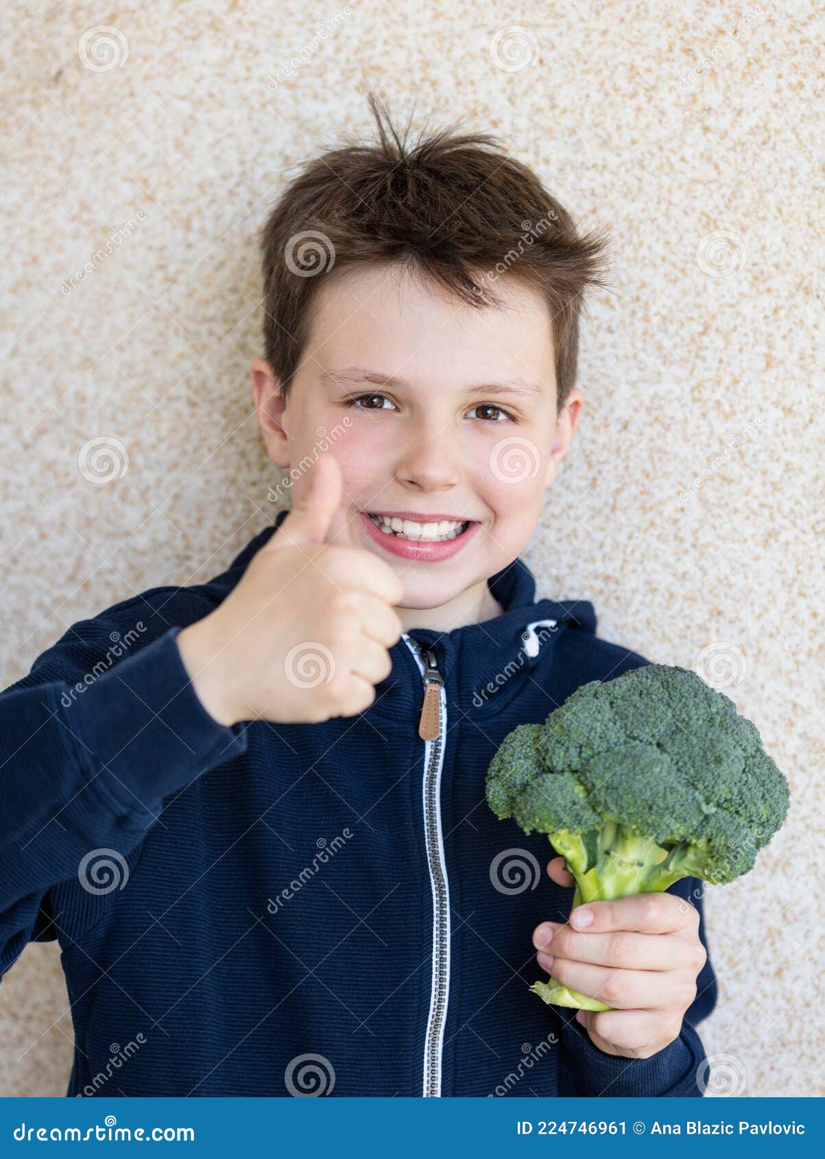 Portrait of a Boy with Broccoli Stock Image - Image of fiber, approved ...
