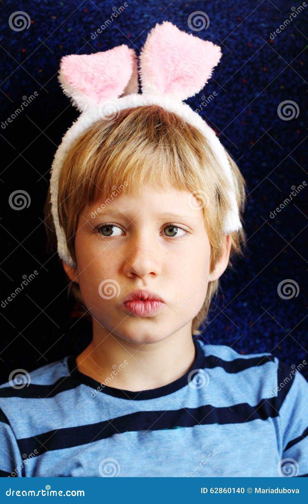 Portrait of the Boy with Bunny Ears Stock Photo - Image of feelings ...