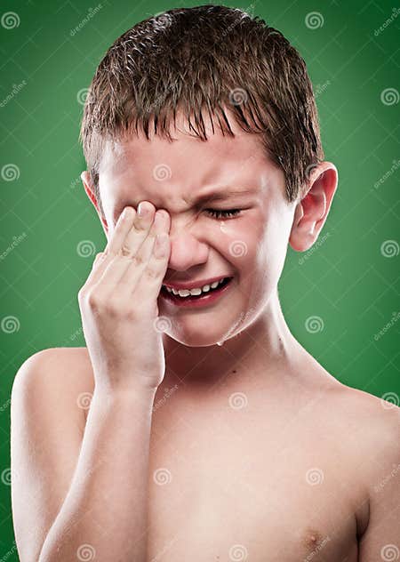 Portrait of boy crying stock photo. Image of head, hand - 21952358