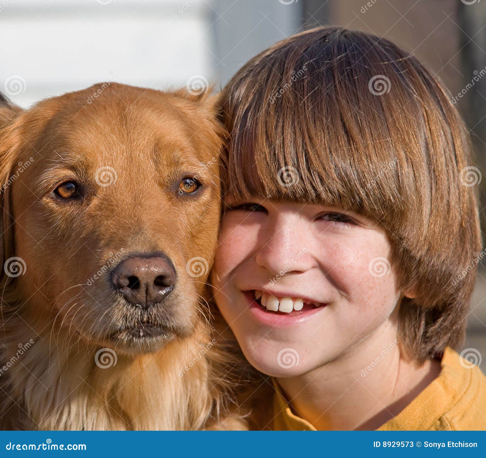 Portrait of Boy and Dog stock image. Image of happiness - 8929573