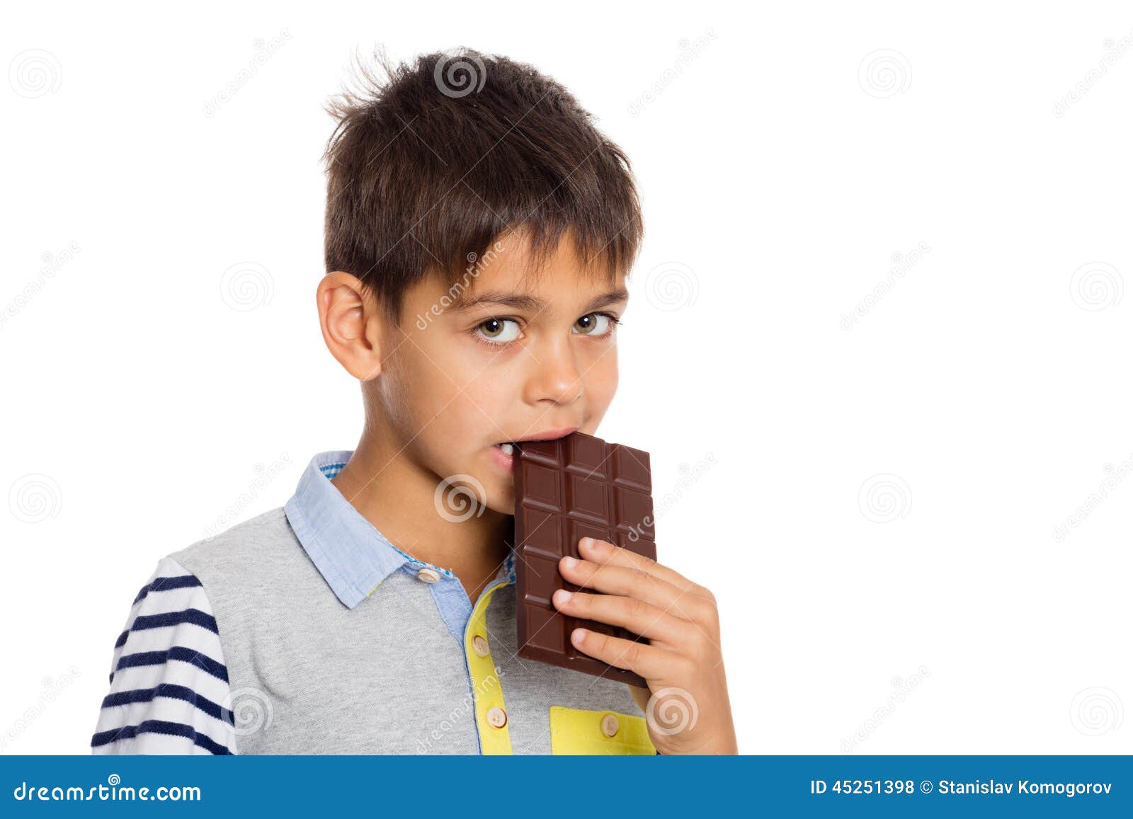 Portrait of Boy Eats Chocolate Stock Photo - Image of happiness, sweet ...