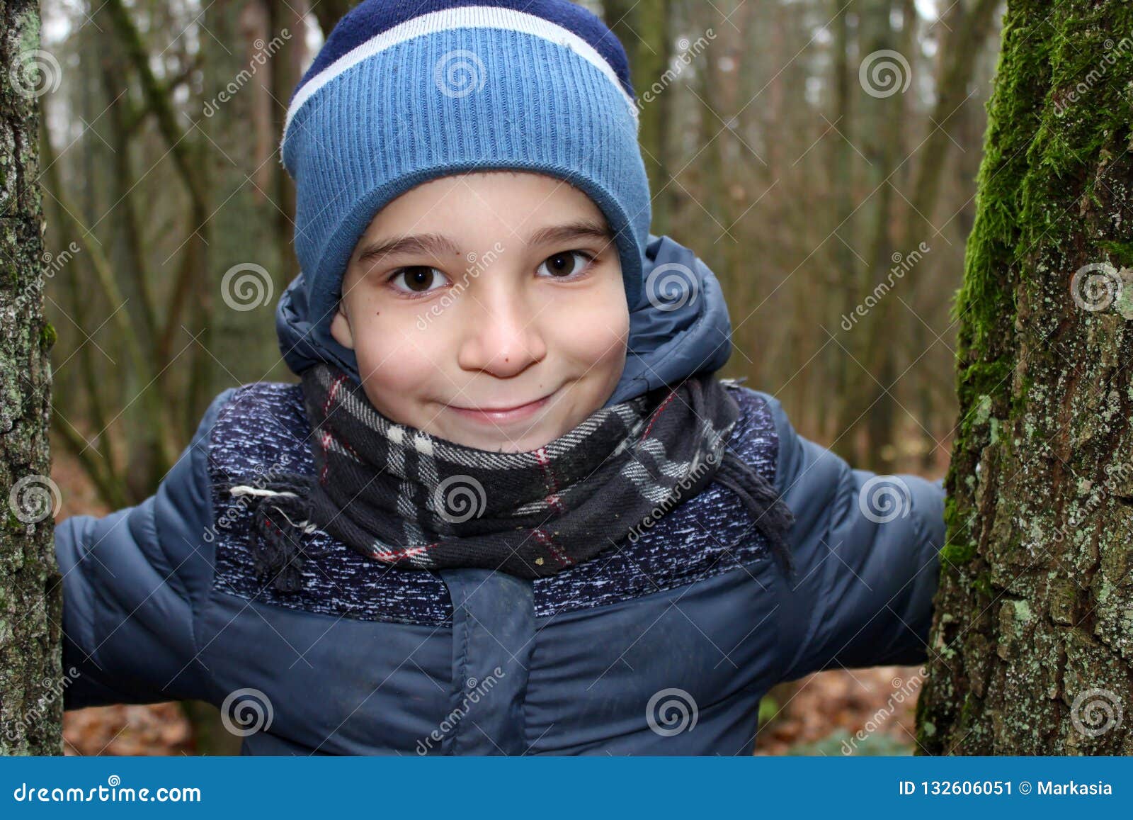 Portrait of a Boy in the Forest. Stock Image - Image of portrait, park ...