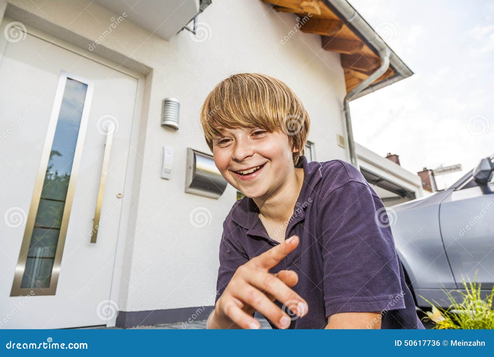 Portrait of Boy in Front of a House Stock Photo - Image of natural ...