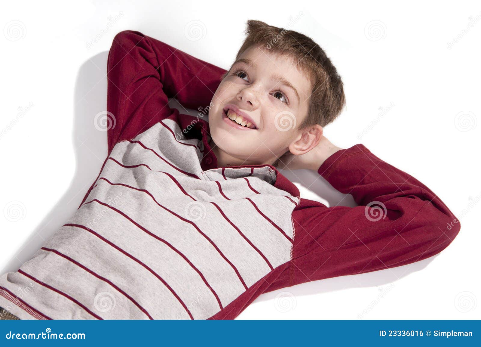 Portrait of a Boy Lying on a White Floor Stock Photo - Image of modern ...