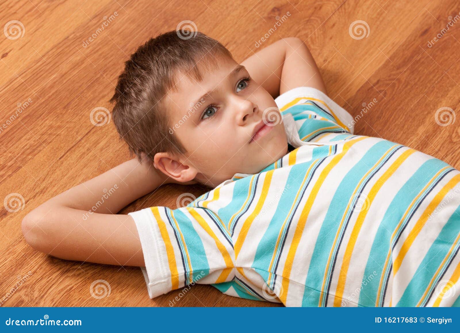 Portrait of a Boy Lying on the Woo Stock Image - Image of handsome ...