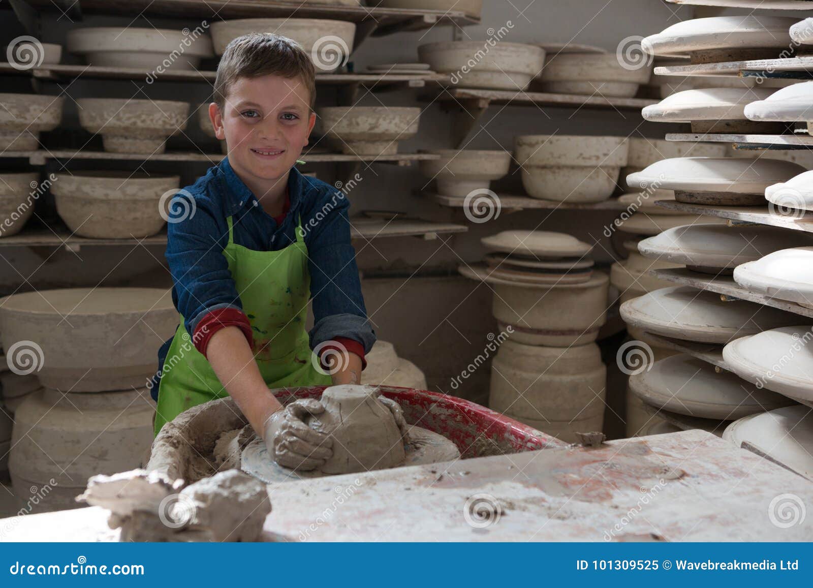 Boy Making a Pot in Pottery Workshop Stock Image - Image of learning ...