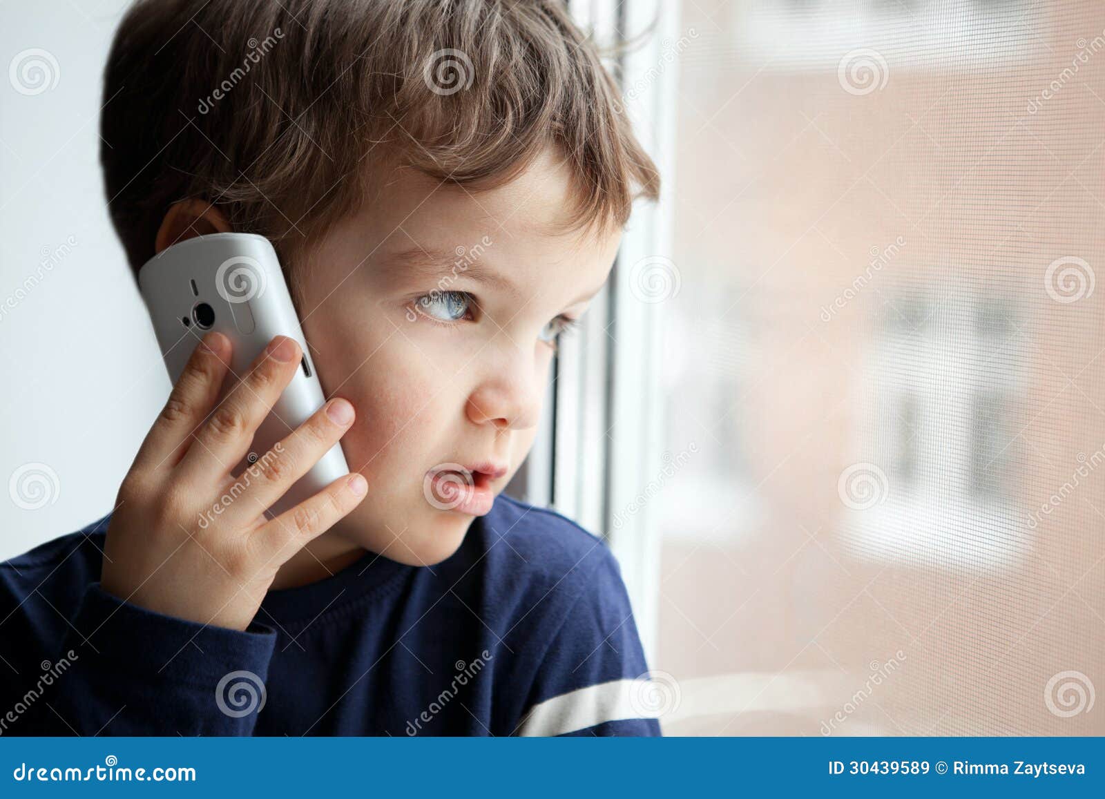 Portrait of Boy with Mobile Phone Stock Image - Image of brunette ...