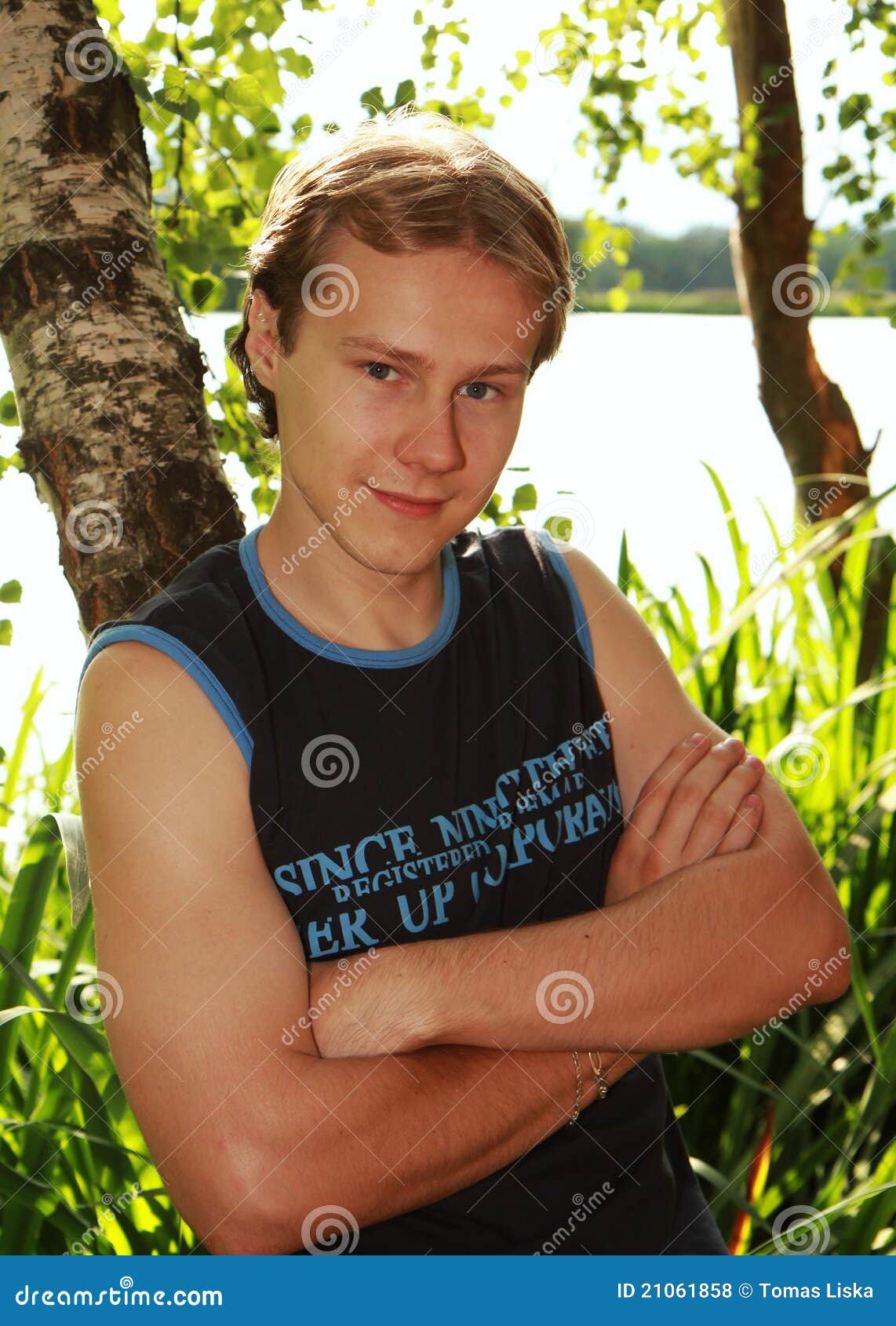 Portrait of boy in nature stock photo. Image of summer - 21061858
