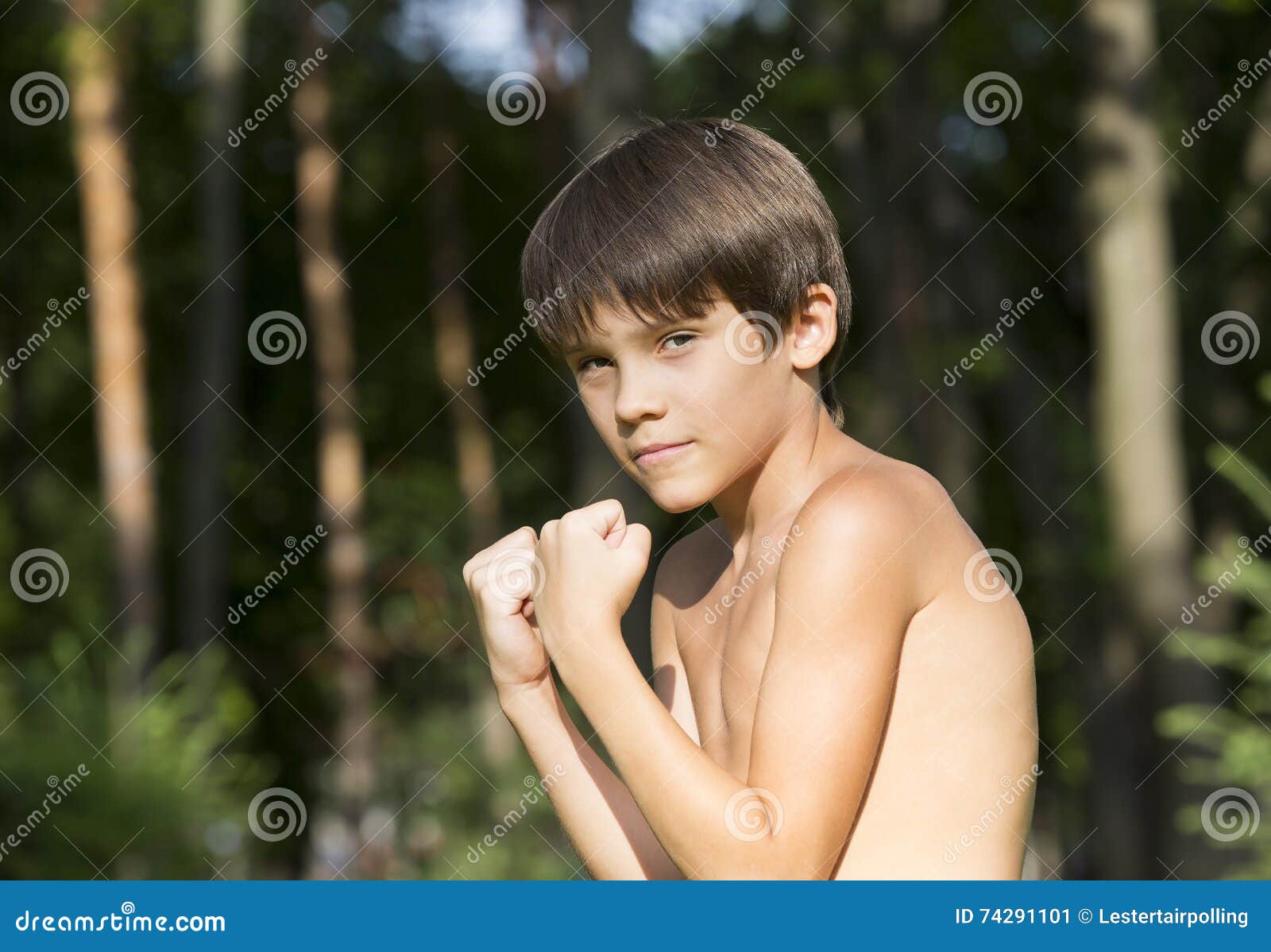 Portrait of a Boy in Nature Stock Image - Image of indoor, muscle: 74291101