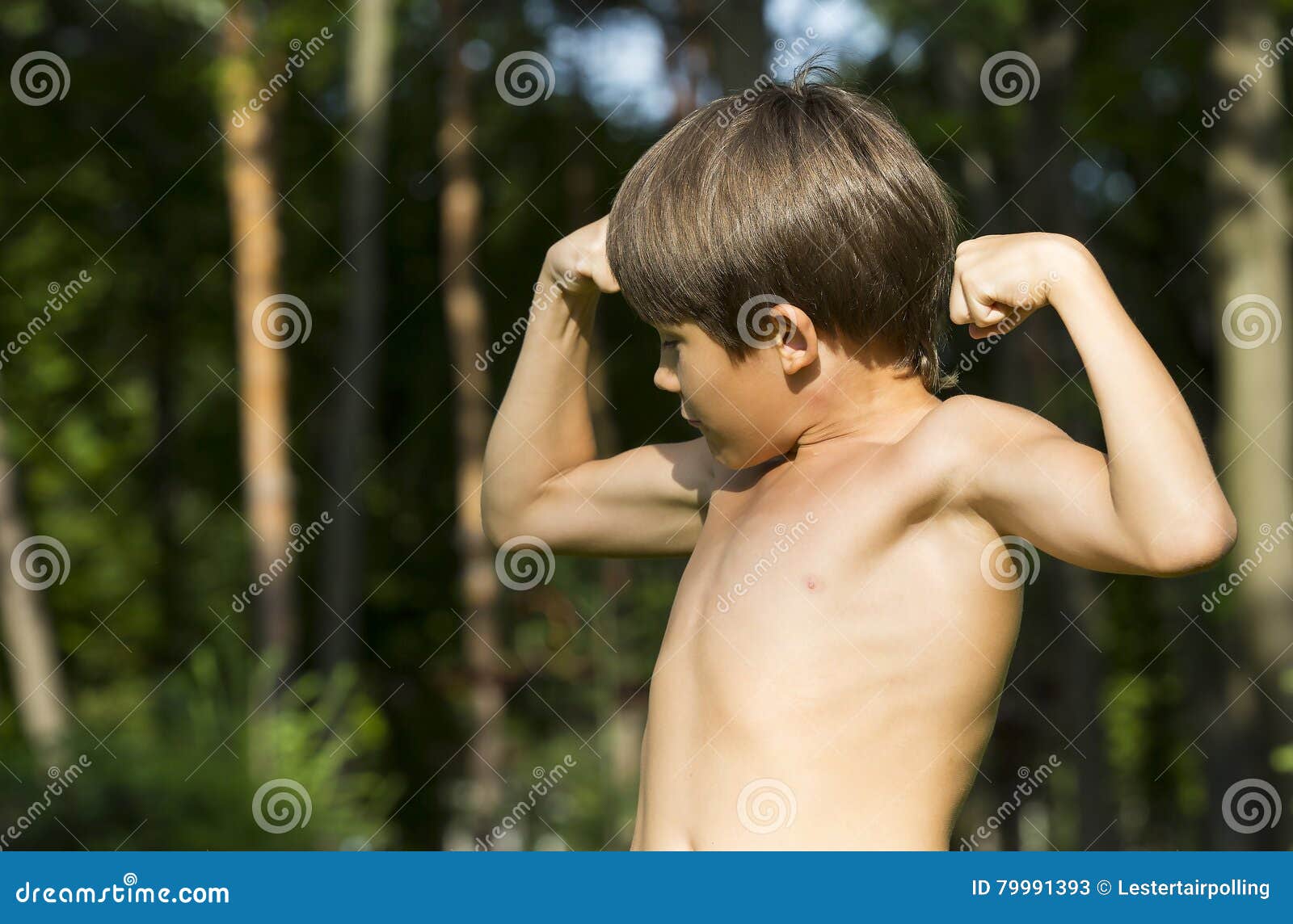 Portrait of a Boy in Nature Stock Image - Image of gorgeous, biceps ...