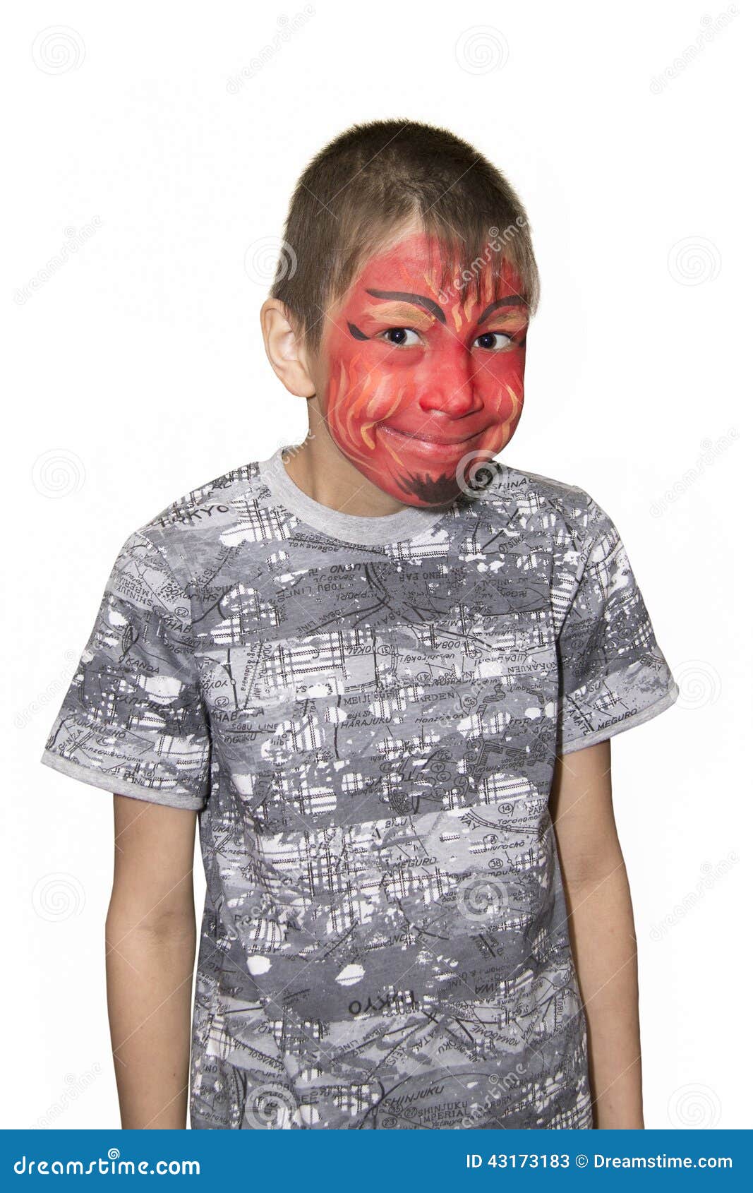 Portrait of a Boy with Painted Face Stock Image - Image of bodyart ...
