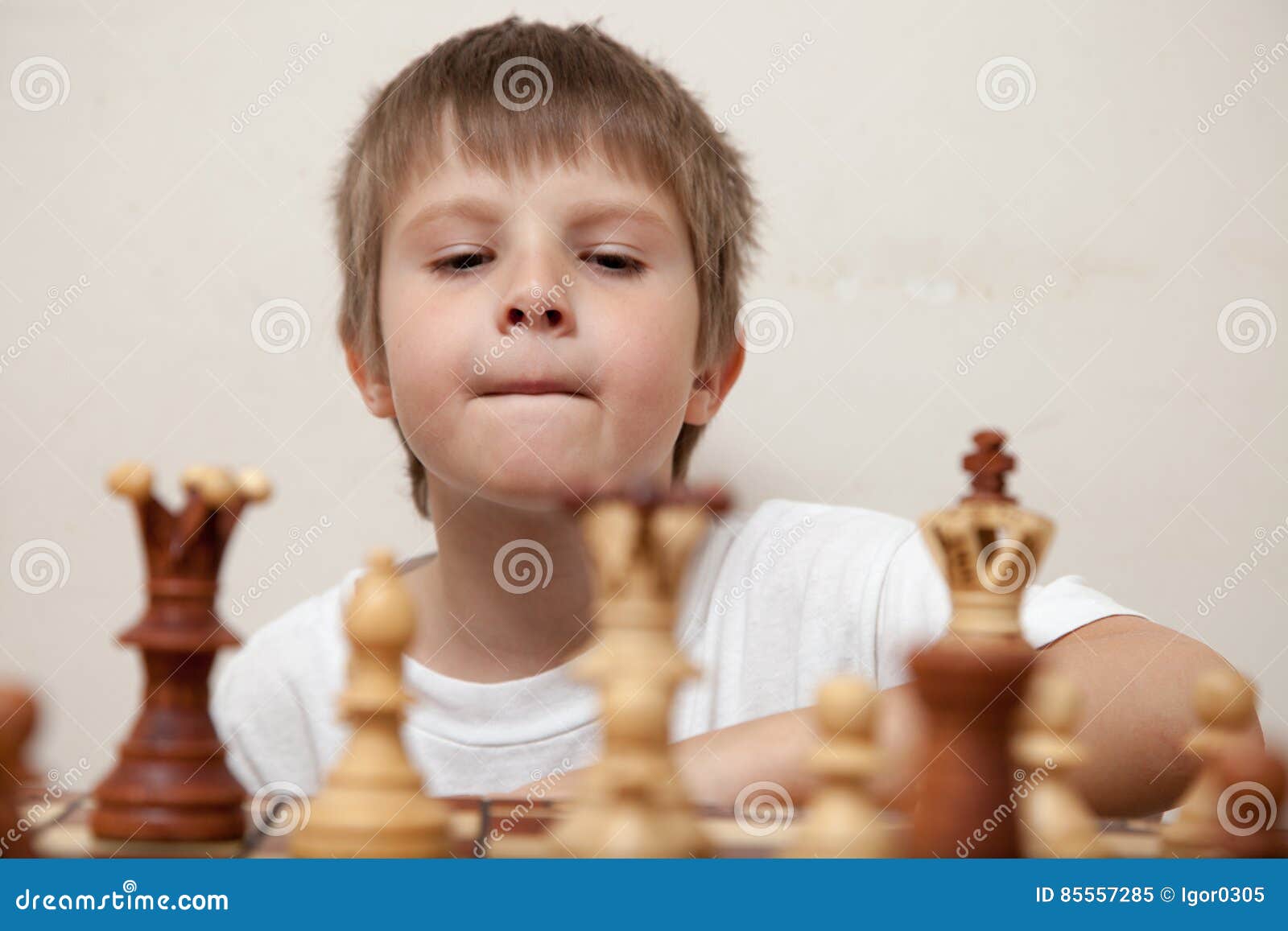 Portrait of a Boy Playing Chess Stock Image - Image of face, leisure ...