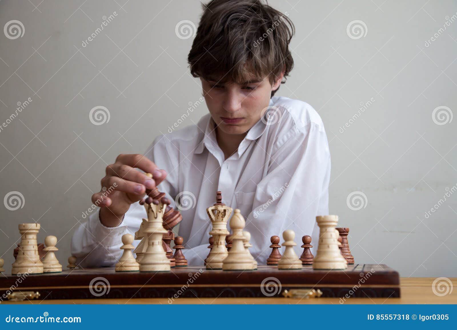 Portrait of a Boy Playing Chess Stock Photo - Image of concentration ...