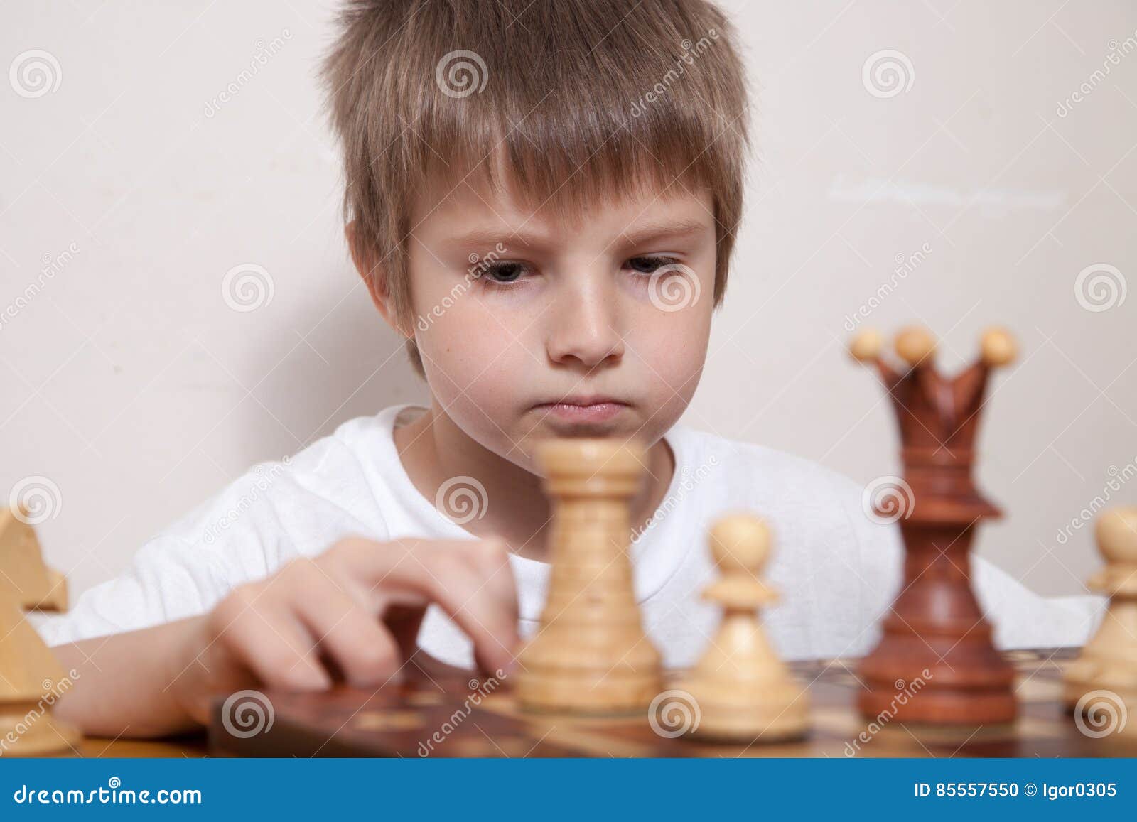 Portrait of a Boy Playing Chess Stock Photo - Image of development ...