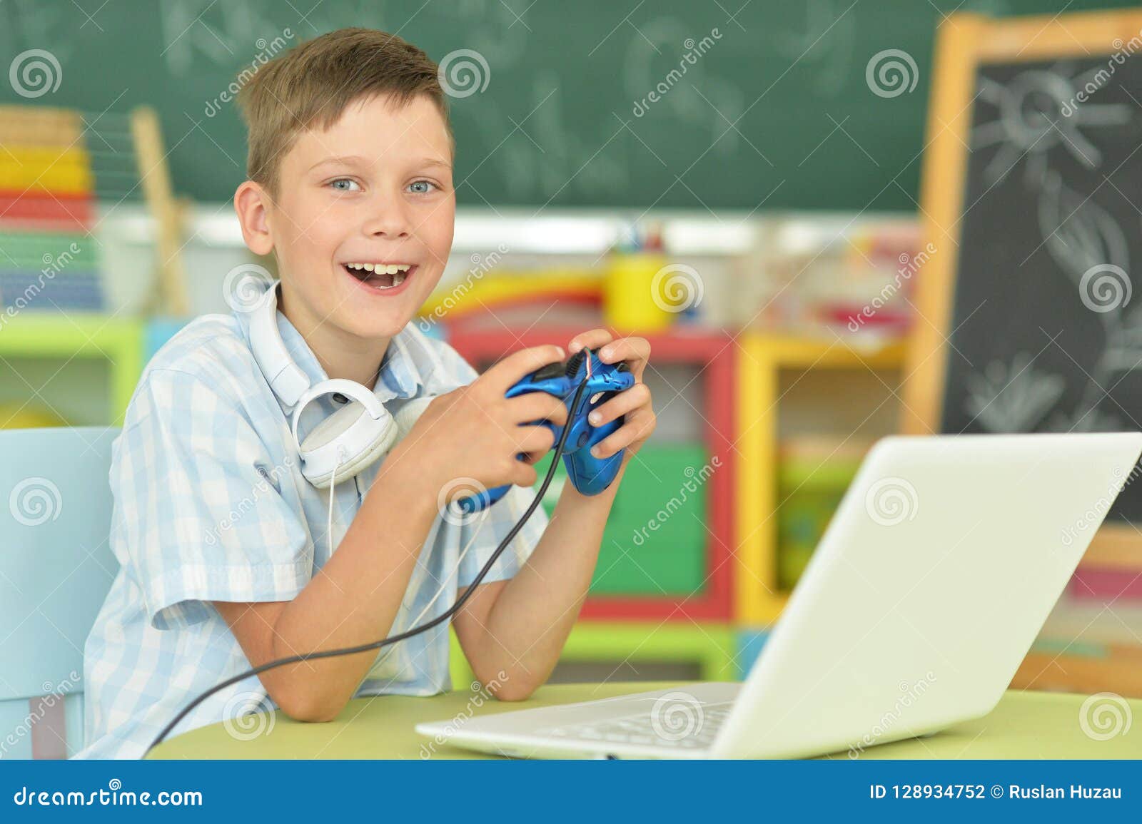 Portrait of a Boy Playing Computer Game Stock Photo - Image of ...