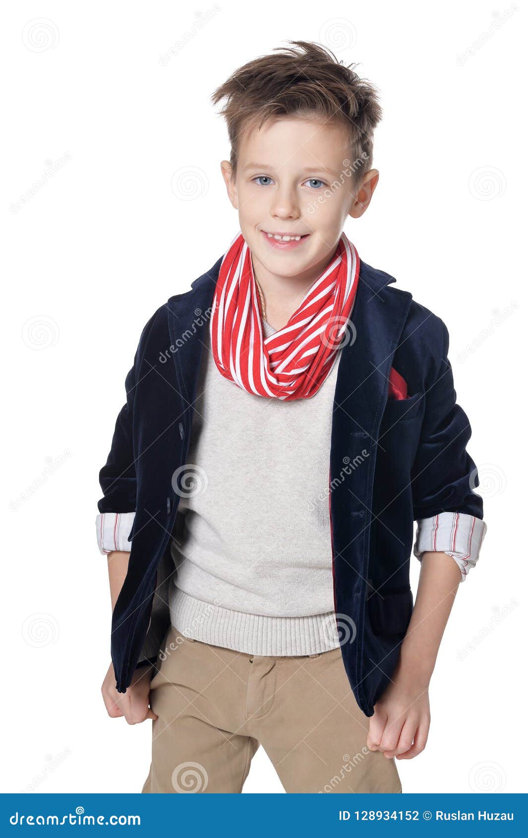 Portrait of Boy Posing Isolated on White Background Stock Photo - Image ...