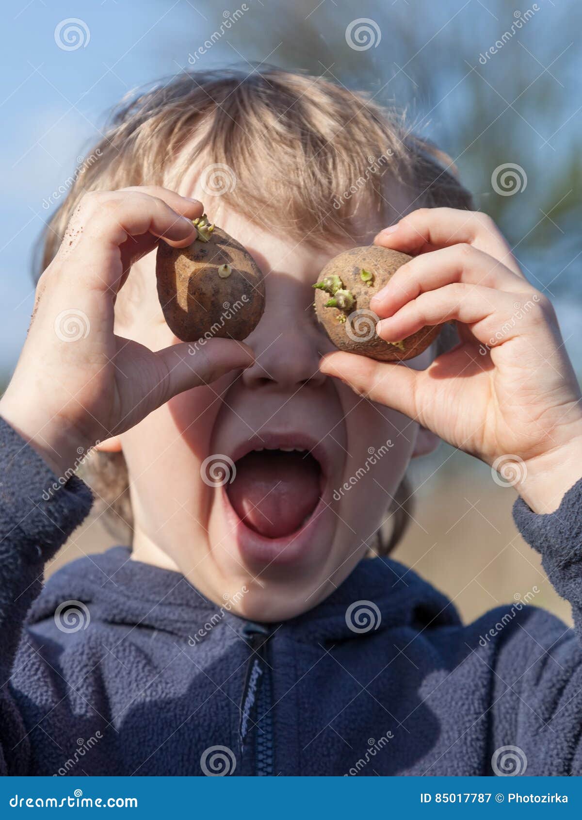 Portrait of Boy with Potatoes Stock Image - Image of caucasian, growth ...