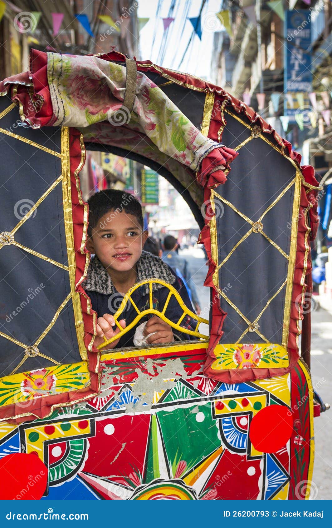 Portrait of Boy in Rickshaw Editorial Stock Photo - Image of nepal ...