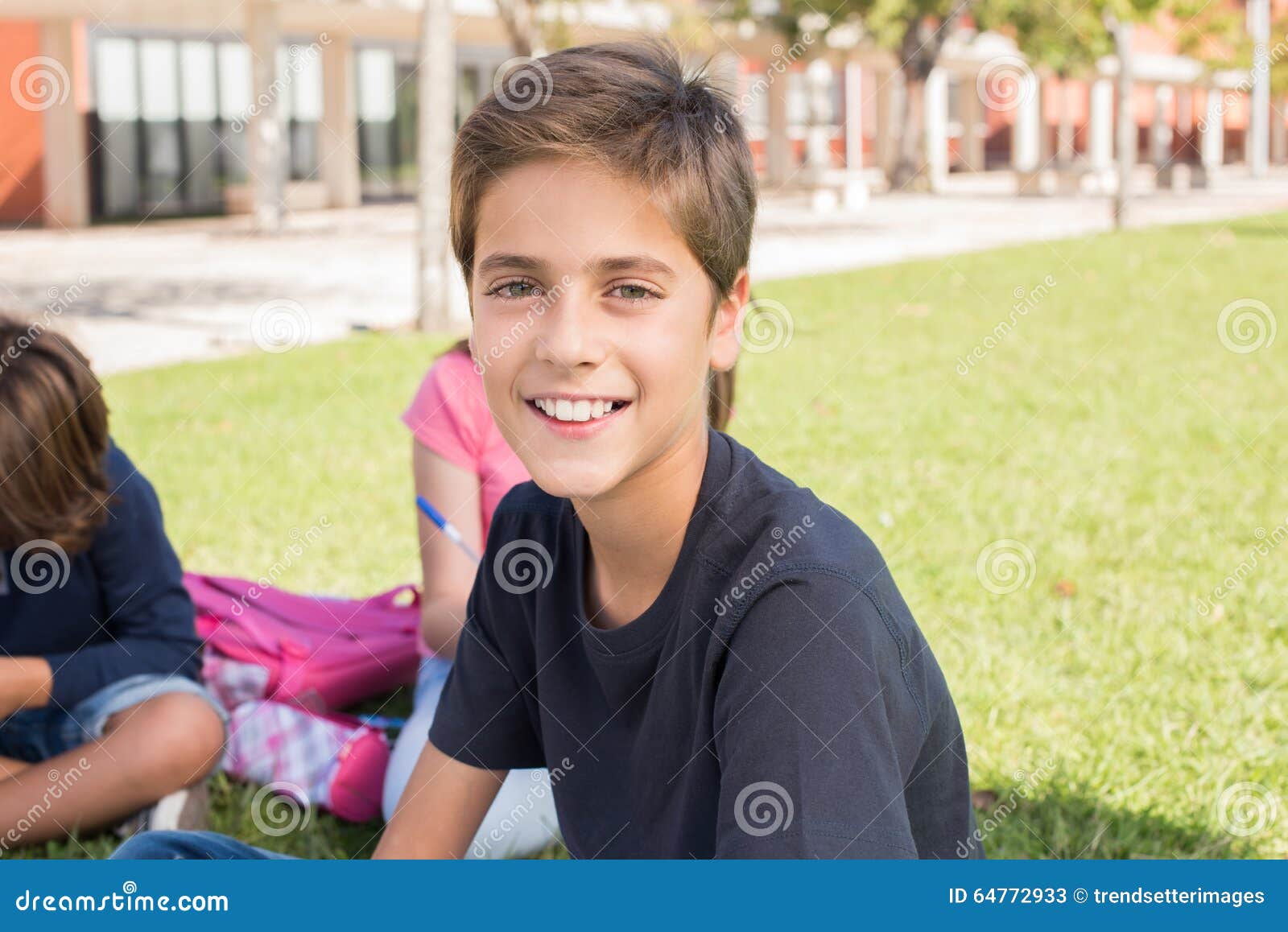 Portrait of a Boy in School Campus Stock Image - Image of person, back ...