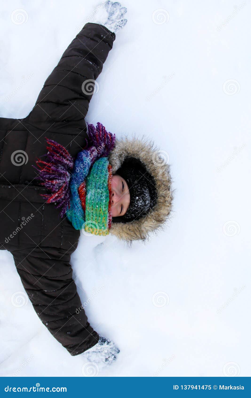 Portrait of a Boy in the Snow Stock Image - Image of clothing, cold ...