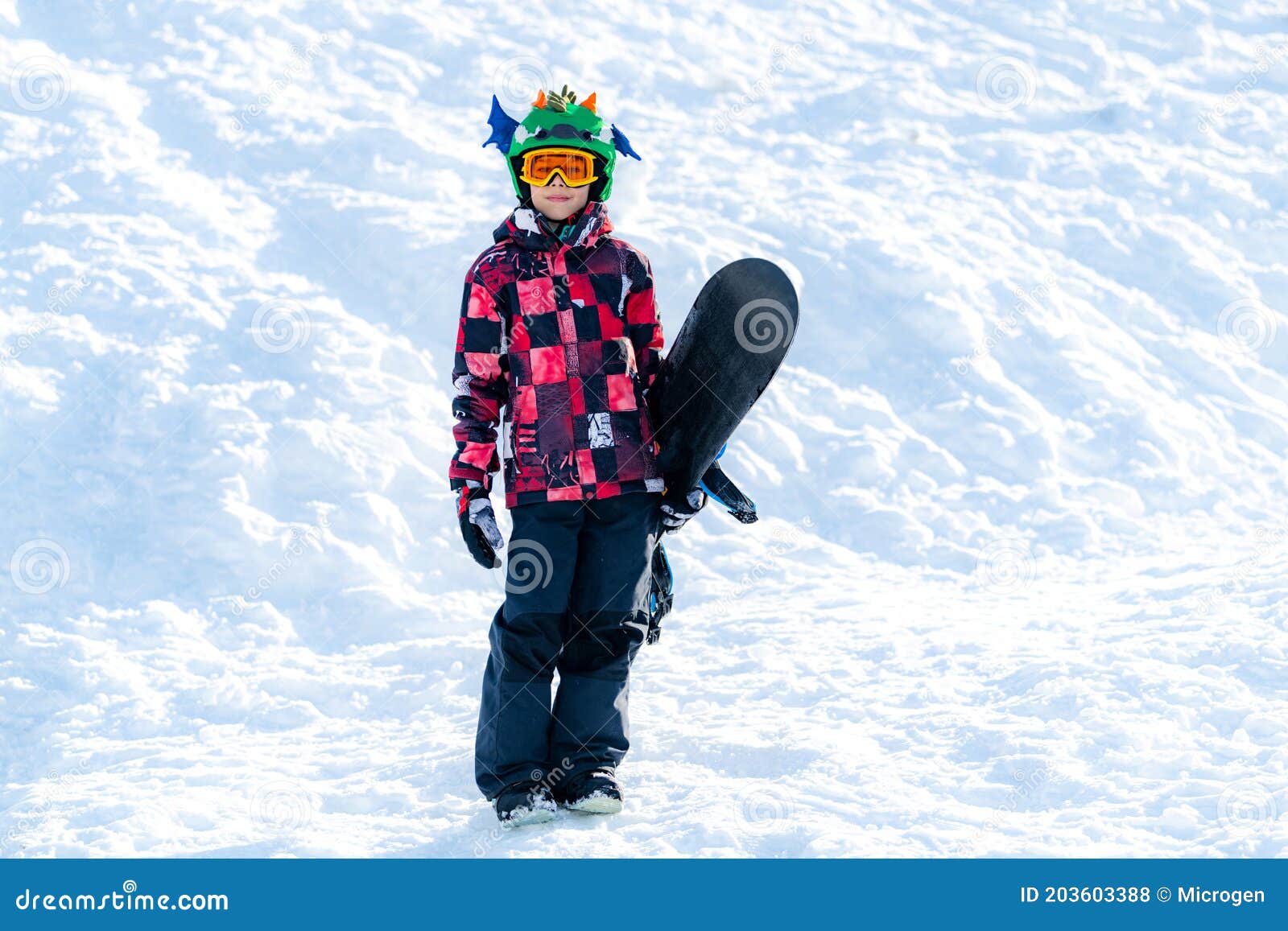 Portrait of Boy with Snowboard Stock Photo - Image of lifestyle, people ...
