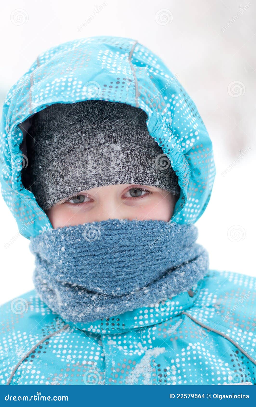 Portrait of a Boy during a Snowstorm Stock Photo - Image of blizzard ...