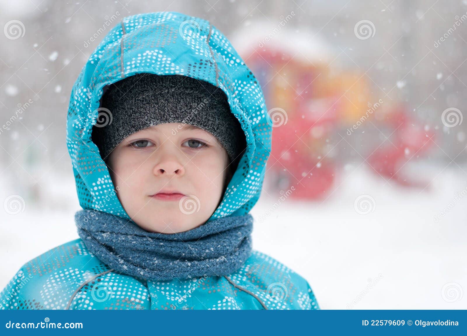 Portrait of a Boy during a Snowstorm Stock Image - Image of frost, cold ...