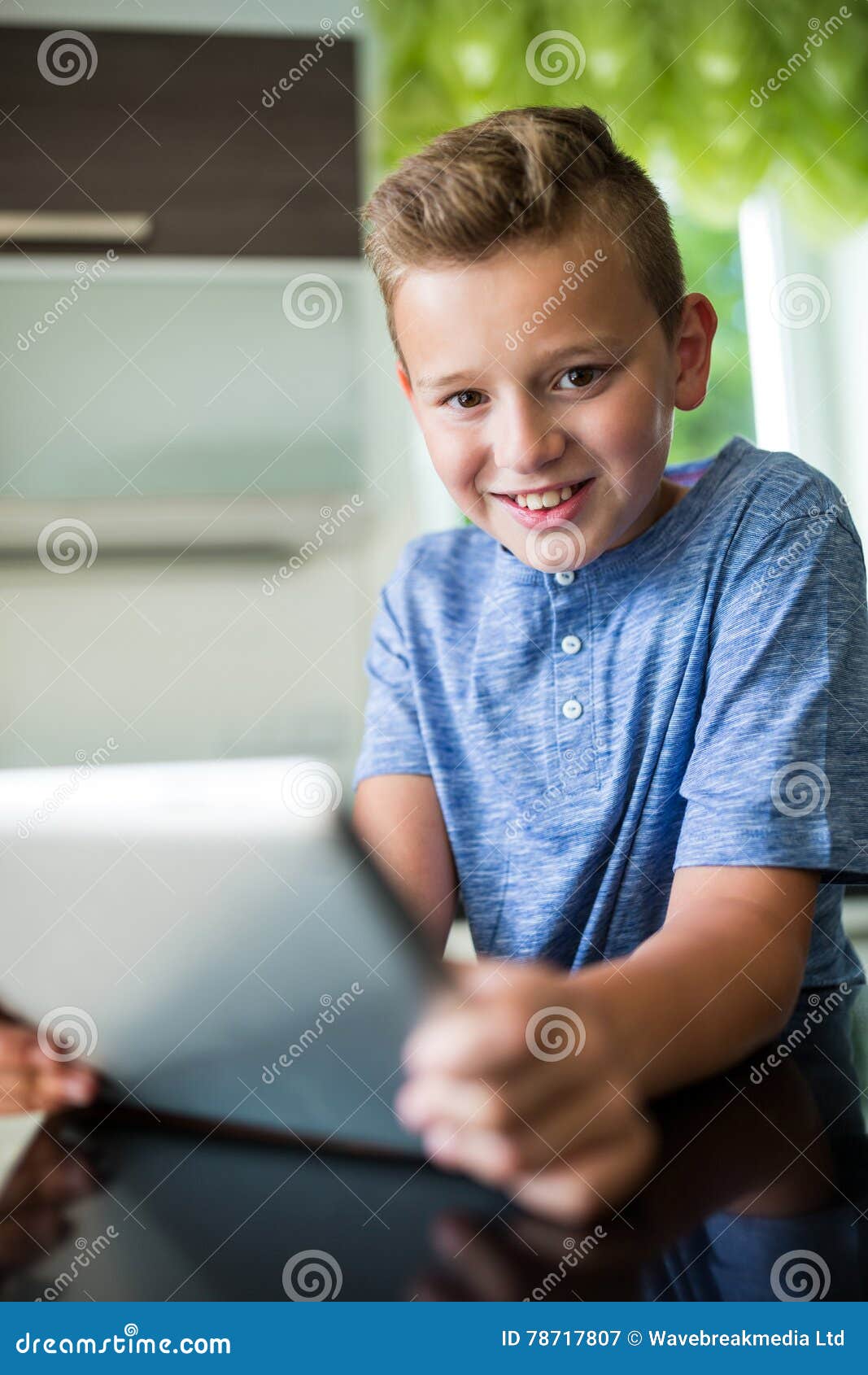 Portrait of Boy Using Digital Tablet Stock Image - Image of connection ...